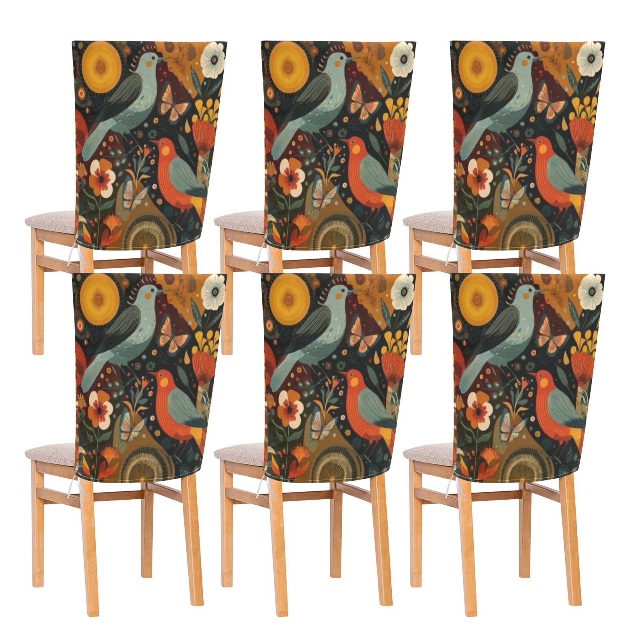 BZSMCE Chair Covers Set Home Decor Seat Back Cover Vibrant Bird ...