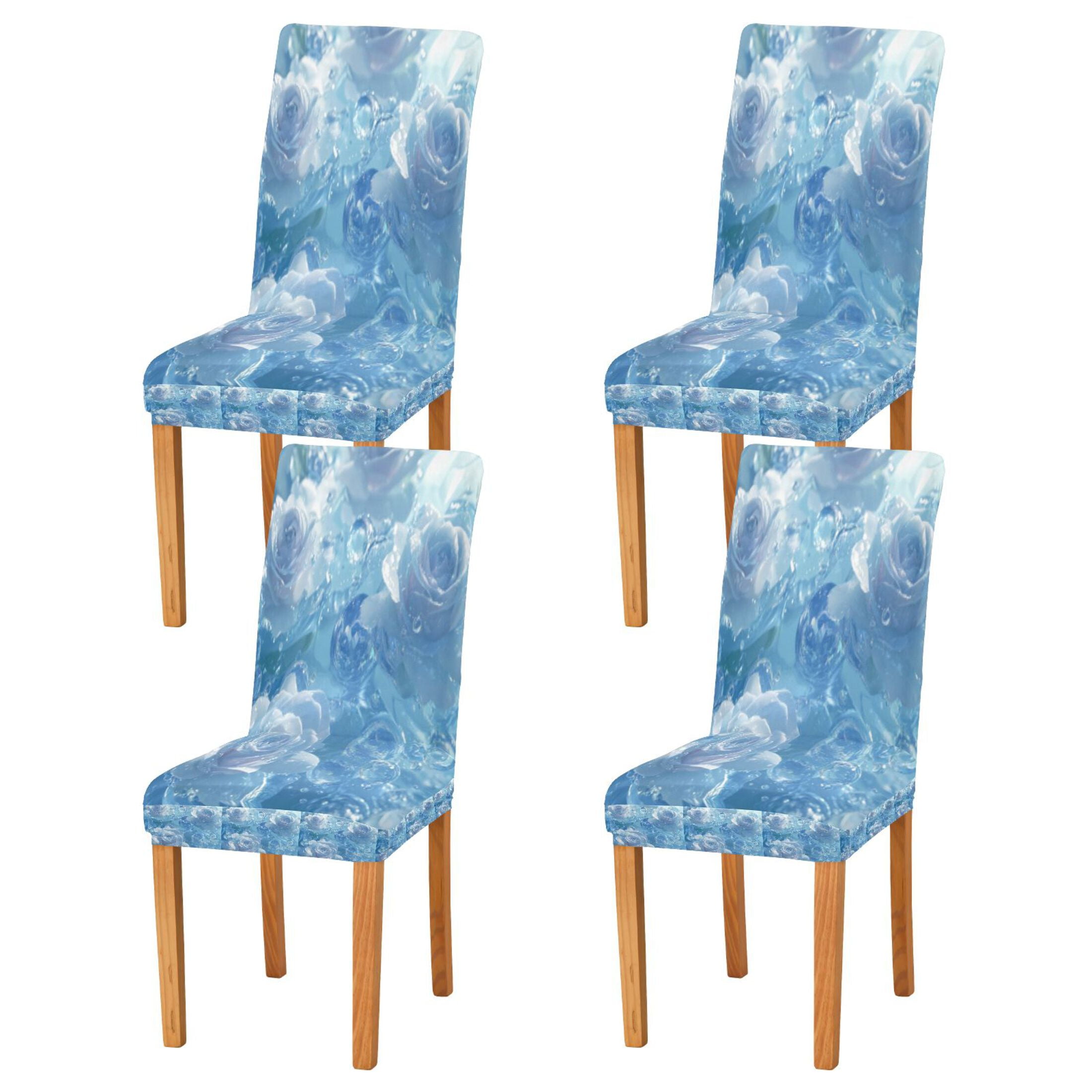 BZSMCE Chairs Slipcovers Dining Chair Covers Blue Rose Serenity ...