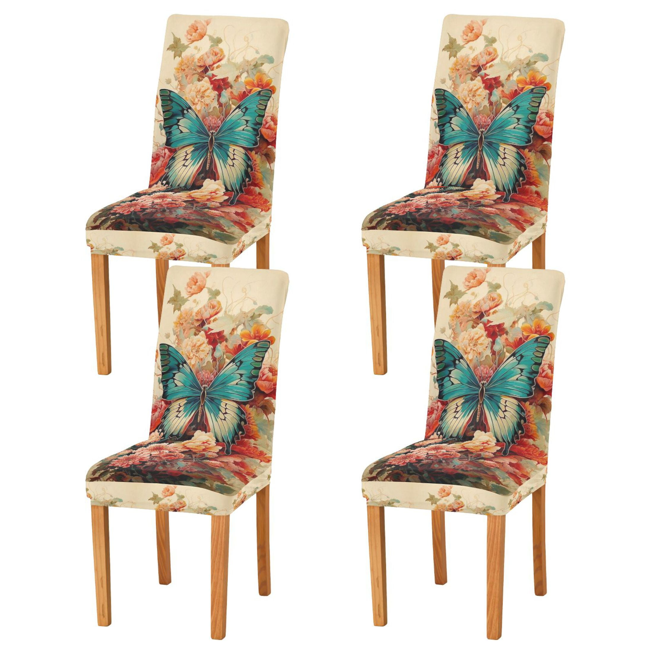 BZSMCE Chairs Slipcovers Dining Chair Covers Butterfly Blossom Creative ...
