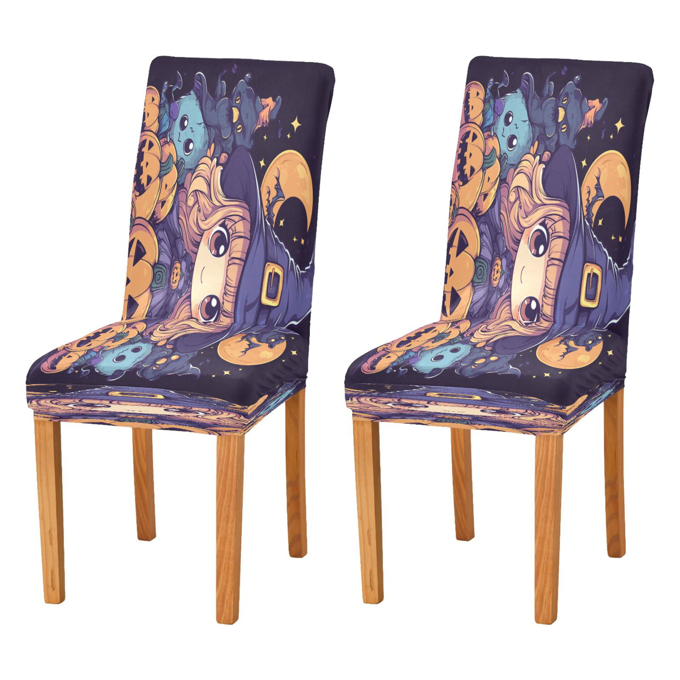 BZSMCE Chairs Slipcovers Dining Chair Covers Cartoon Anime Witch ...
