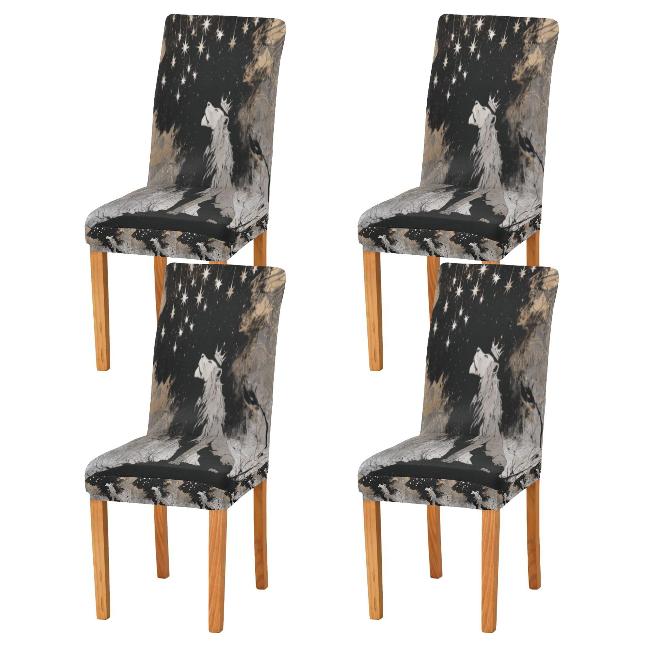 BZSMCE Chairs Slipcovers Dining Chair Covers Celestial Wolf under ...