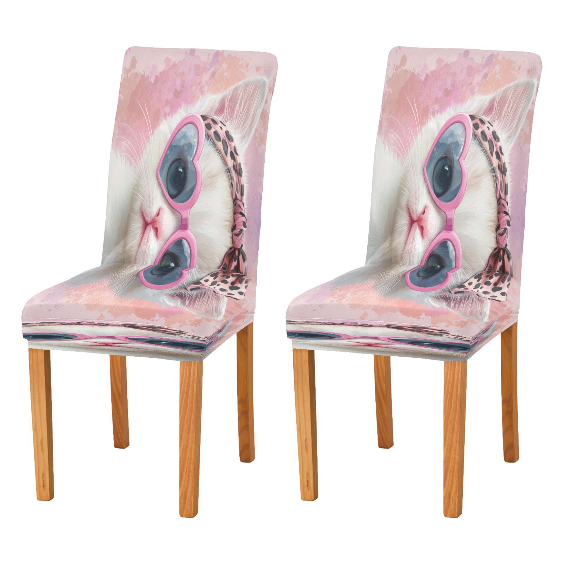 BZSMCE Chairs Slipcovers Dining Chair Covers Cute White Cat Creative ...