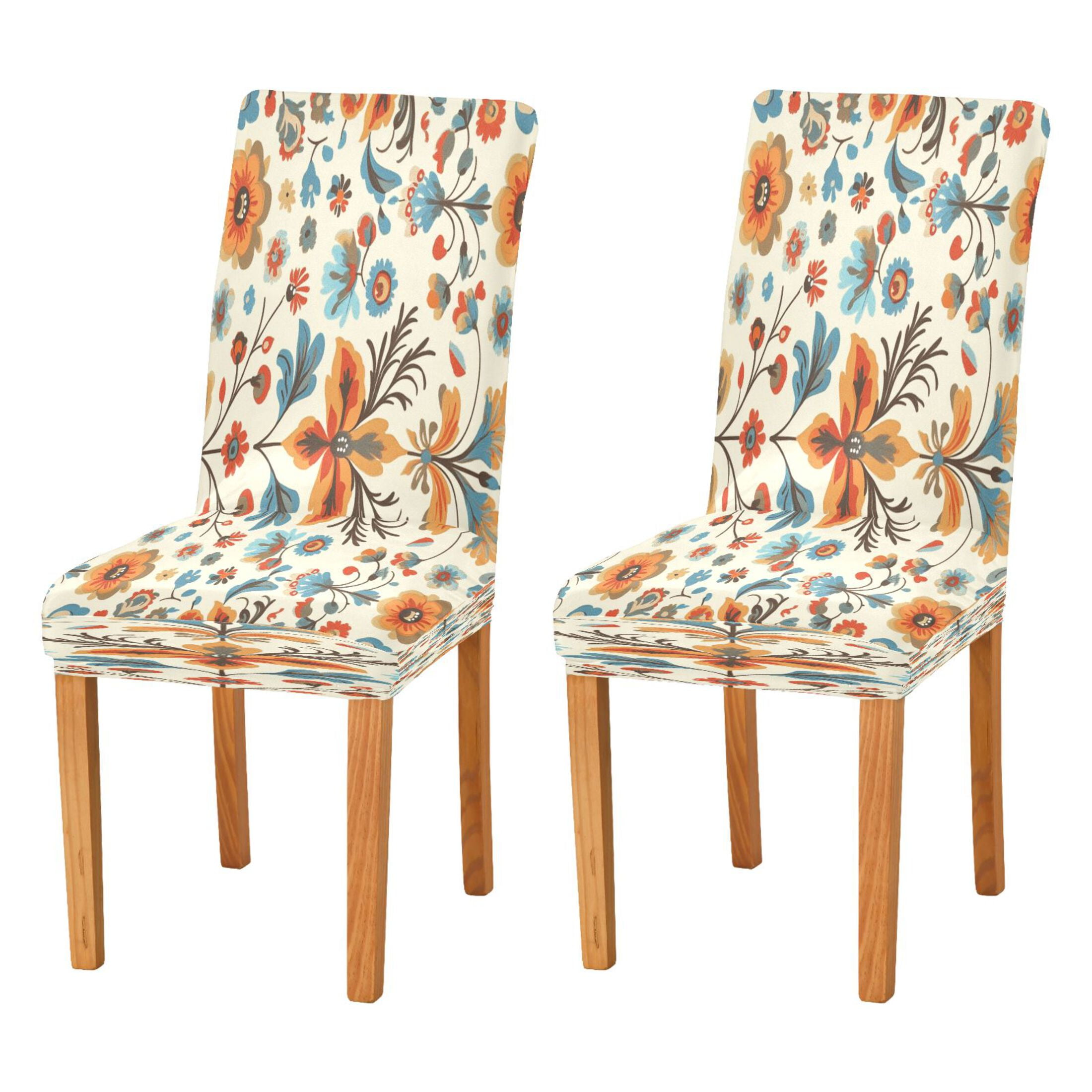 BZSMCE Chairs Slipcovers Dining Chair Covers Design Orange Flowers Art ...