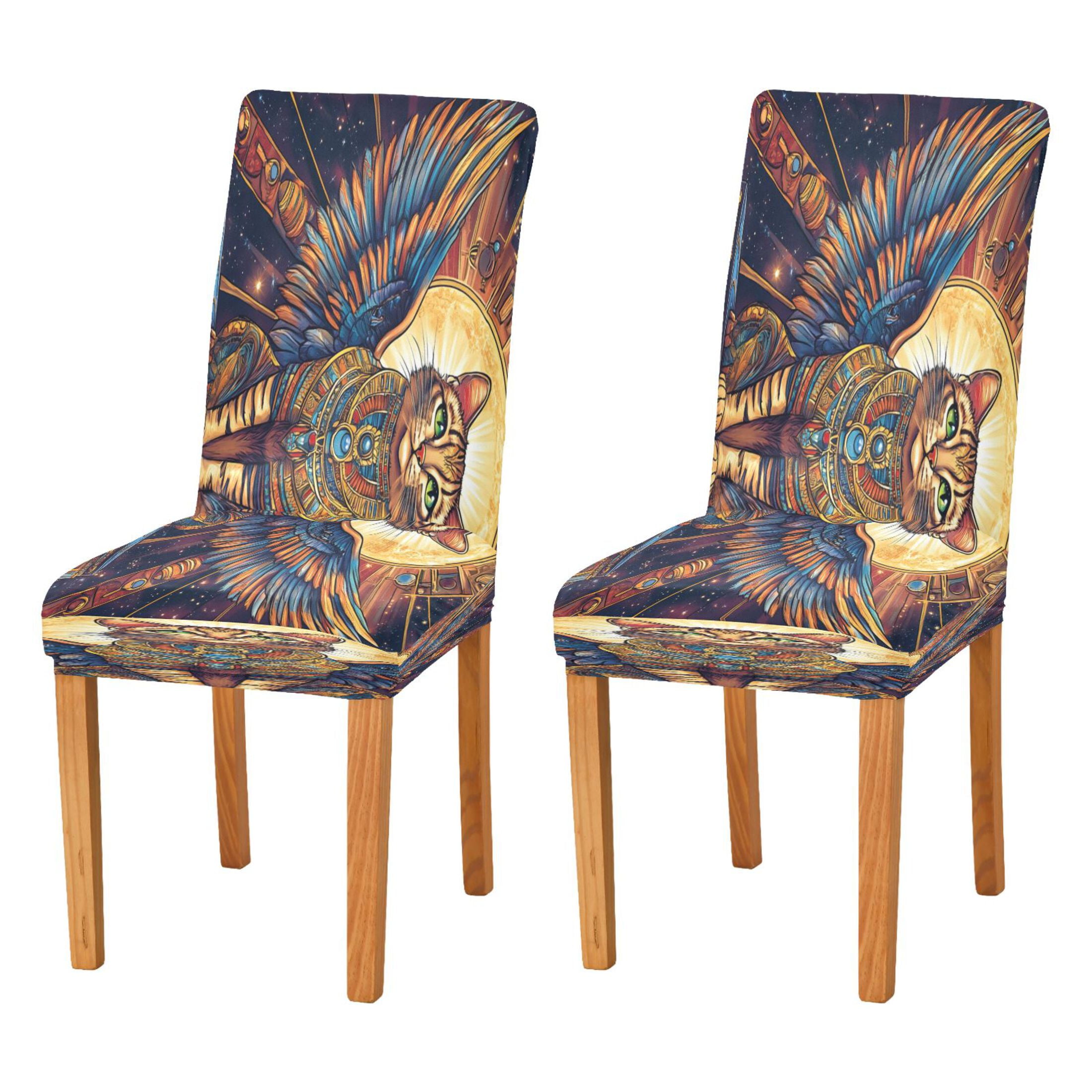 BZSMCE Chairs Slipcovers Dining Chair Covers Egypt Style Cat Print ...