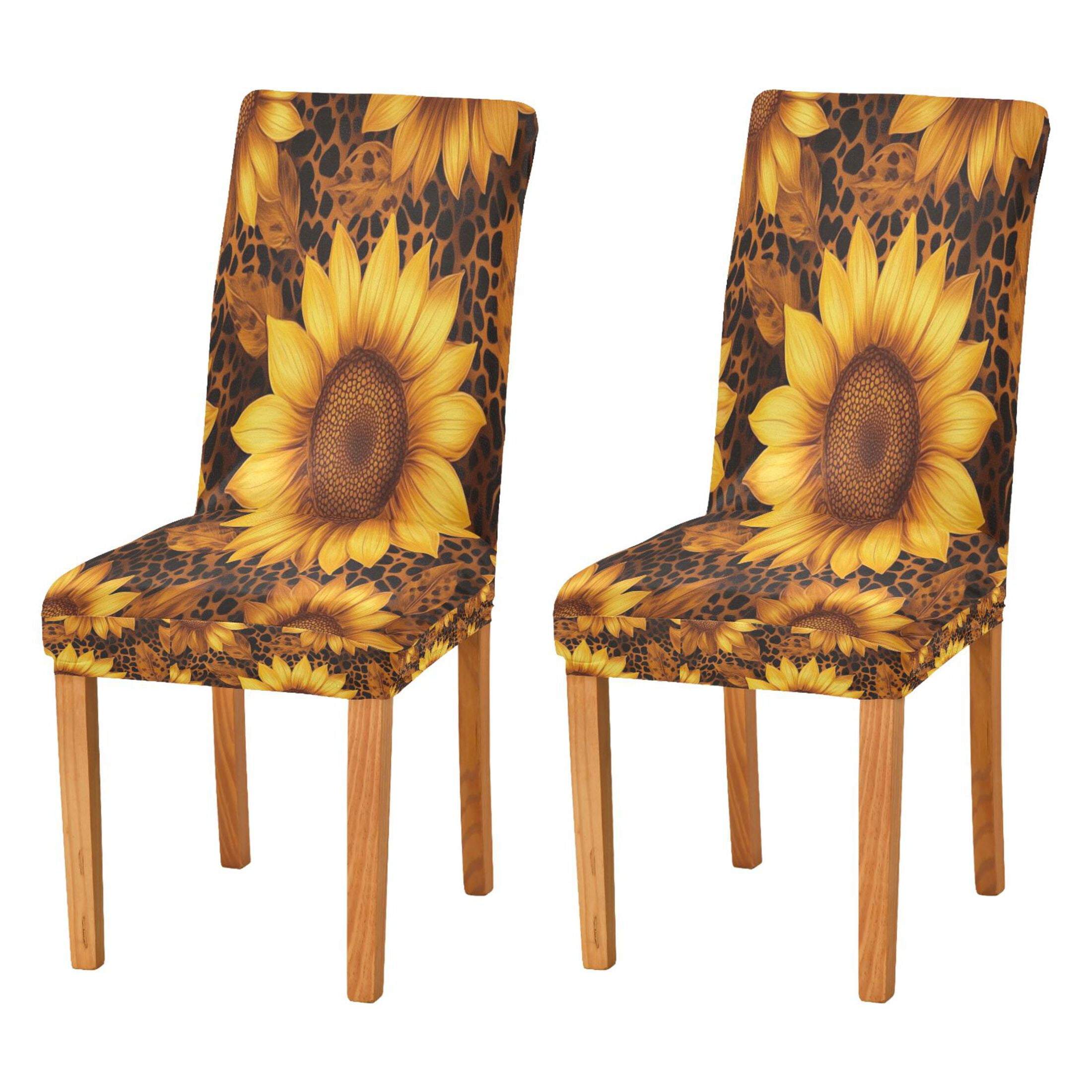 BZSMCE Chairs Slipcovers Dining Chair Covers Golden Sunflower Patterns ...