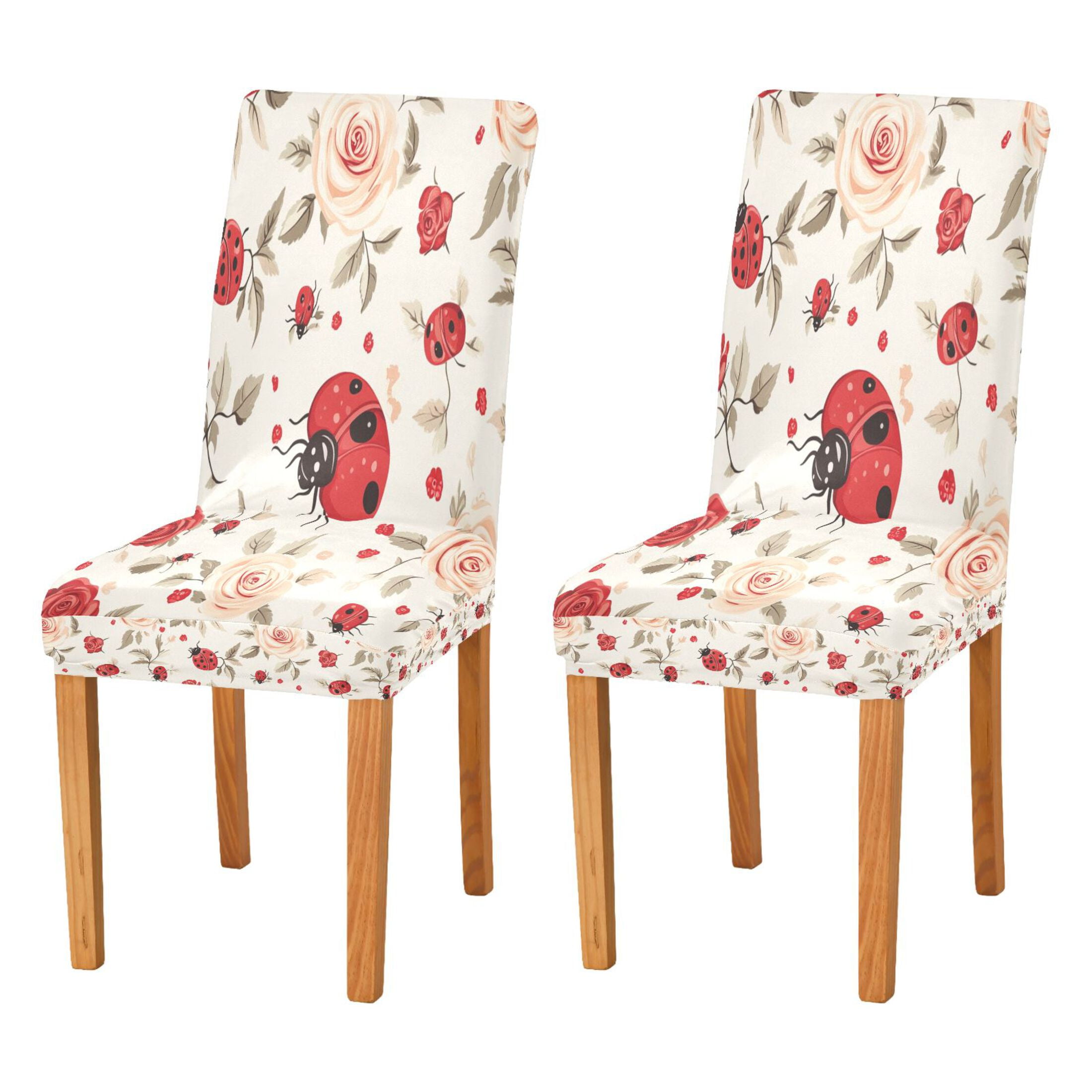 BZSMCE Chairs Slipcovers Dining Chair Covers Ladybug Roses Creative ...