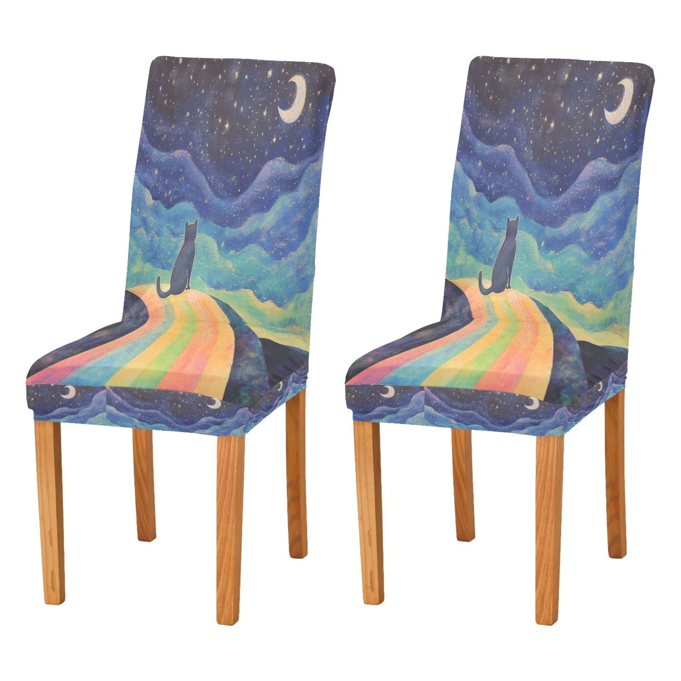BZSMCE Chairs Slipcovers Dining Chair Covers Moonlit Rainbow Journey ...