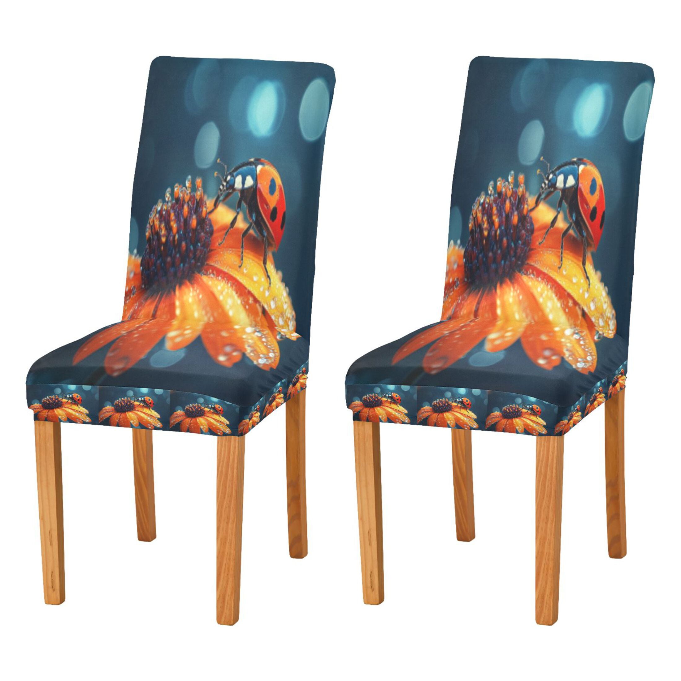 BZSMCE Chairs Slipcovers Dining Chair Covers Morning Dew Ladybug ...