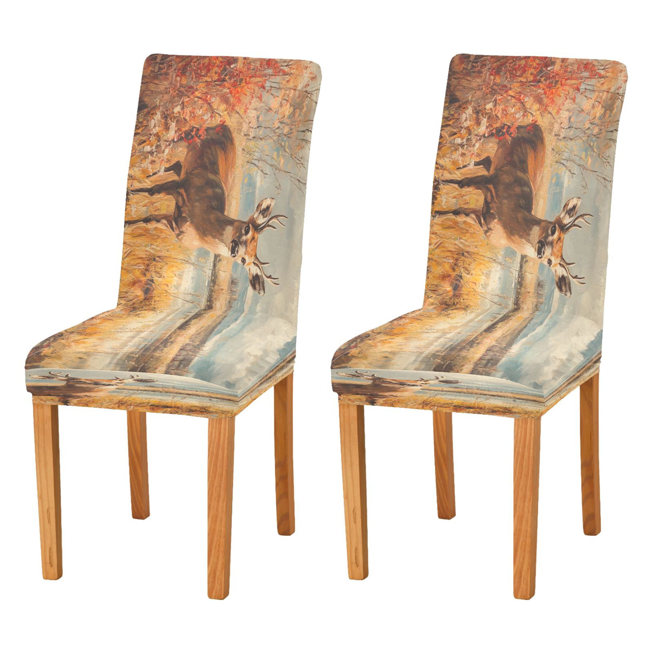 BZSMCE Chairs Slipcovers Dining Chair Covers Mule Deer Stand by Lake ...