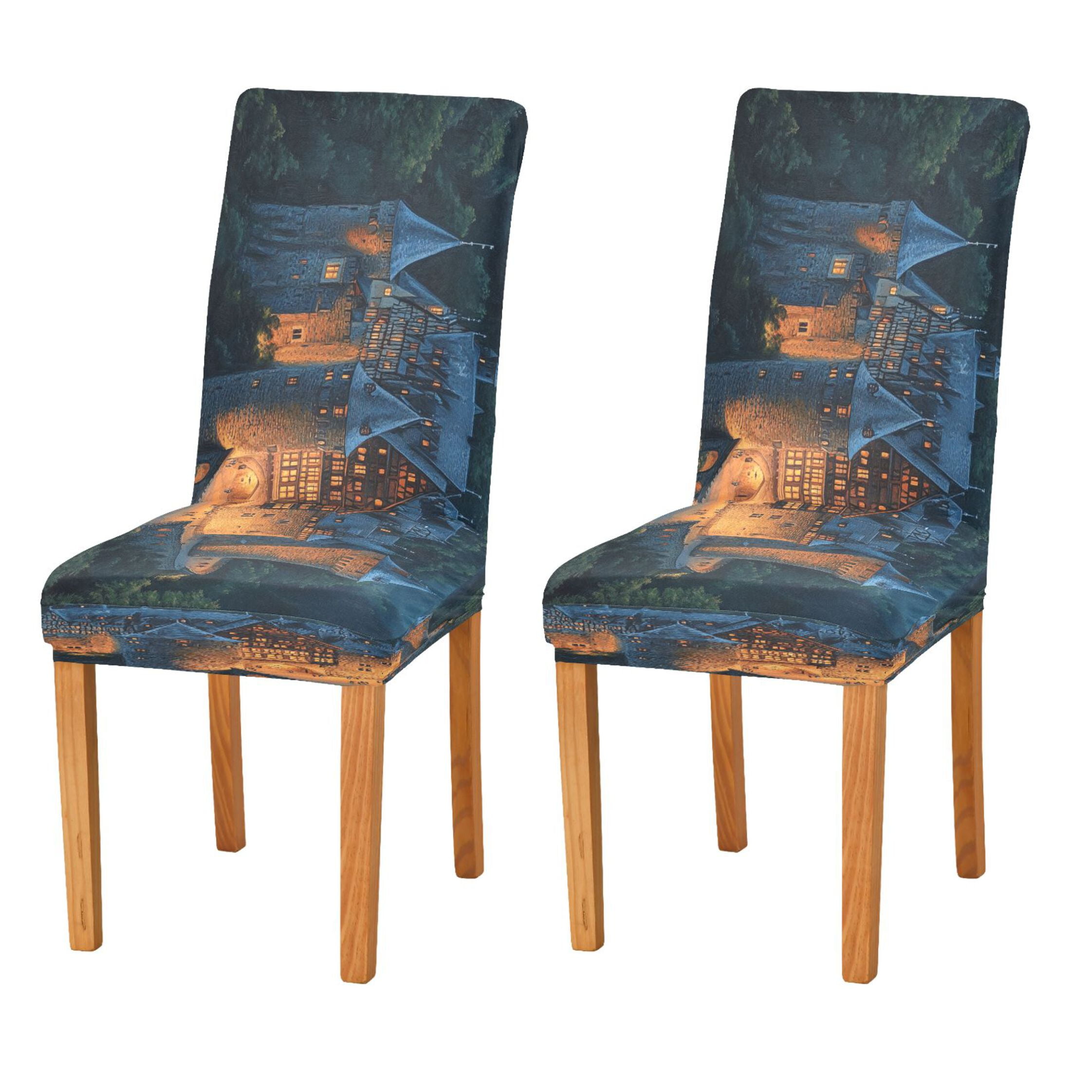 BZSMCE Chairs Slipcovers Dining Chair Covers Retro Castle Pattern ...