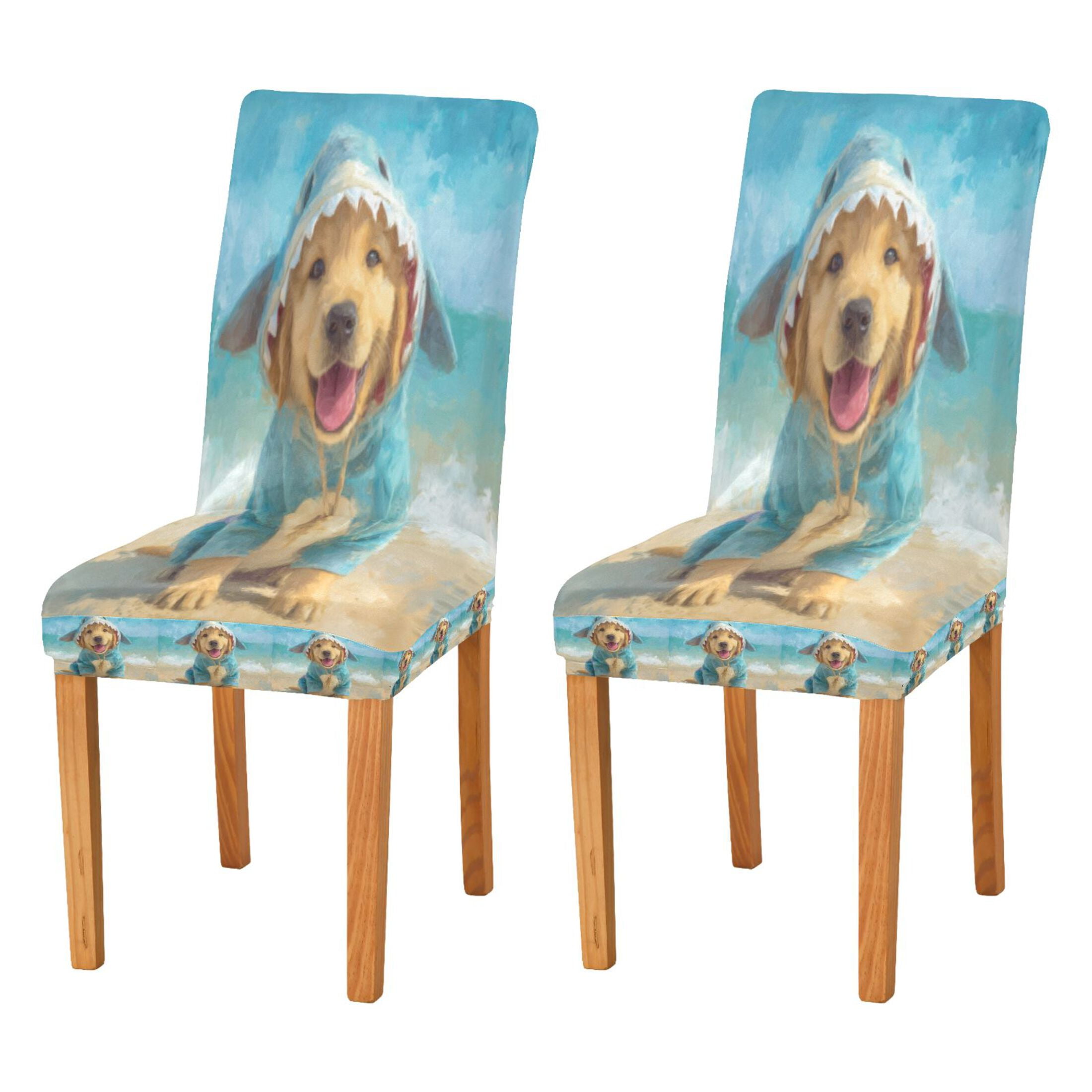 BZSMCE Chairs Slipcovers Dining Chair Covers Shark Cloaked Pup Creative ...