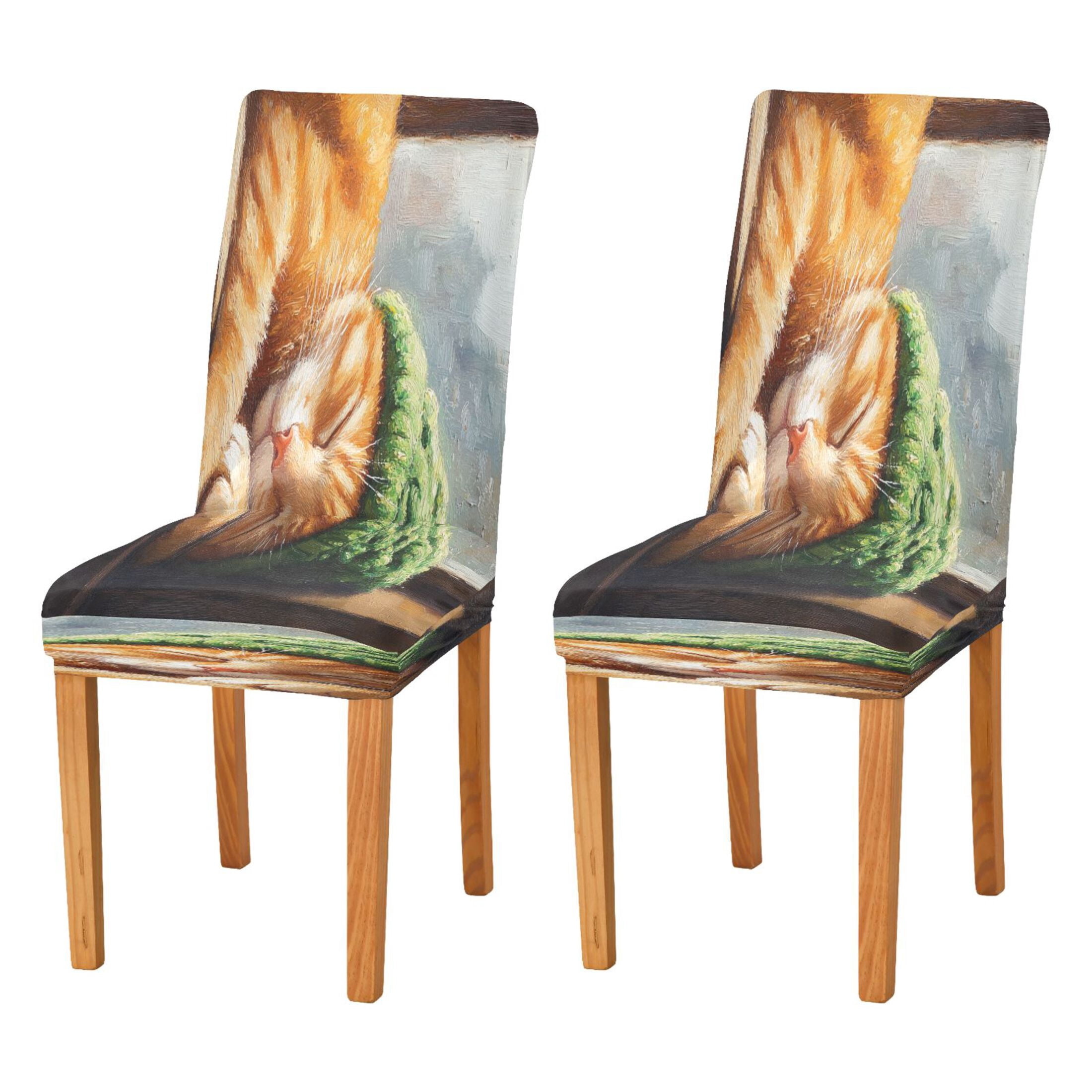 BZSMCE Chairs Slipcovers Dining Chair Covers Sleepping Cat Creative ...
