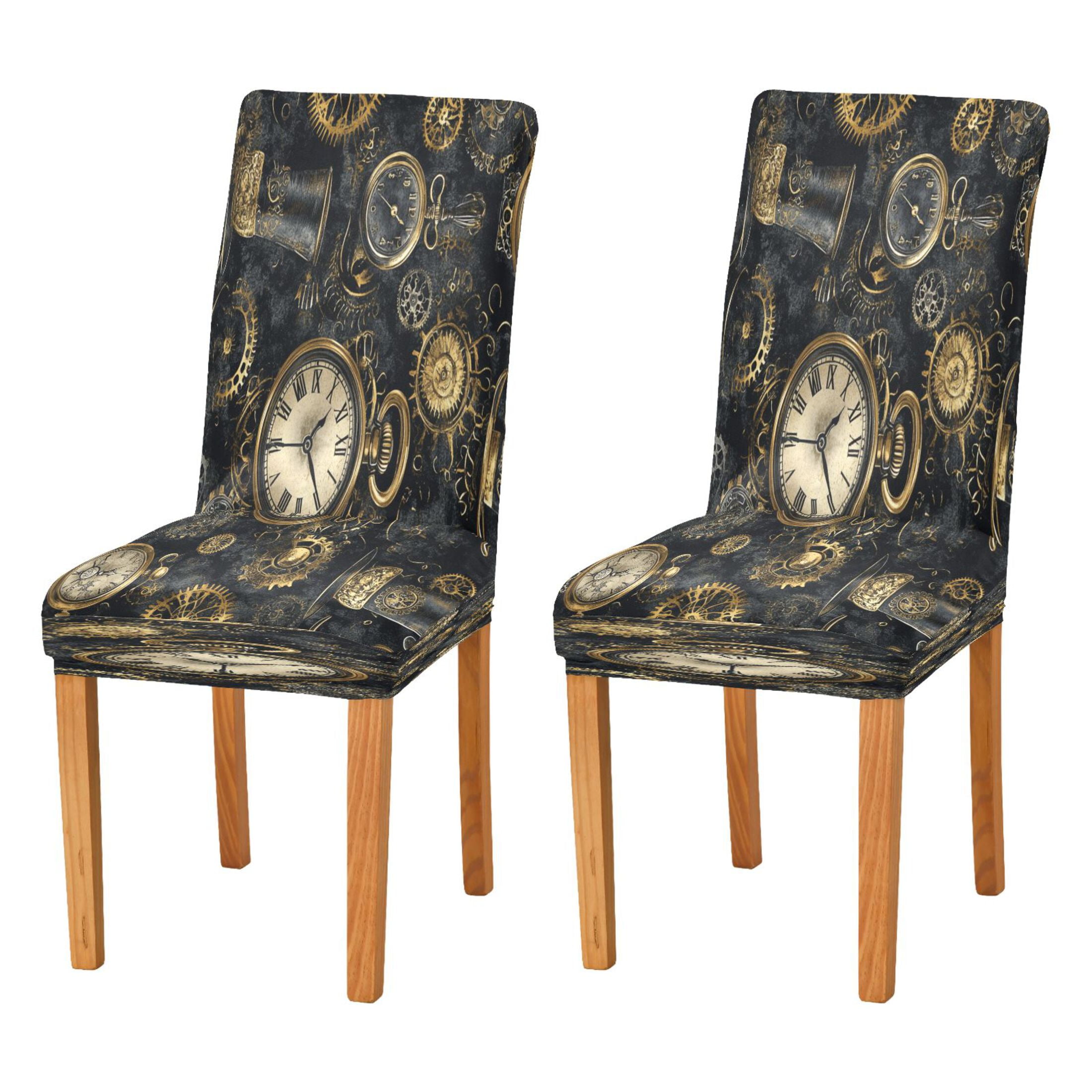BZSMCE Chairs Slipcovers Dining Chair Covers Steampunk Clock Pattern ...