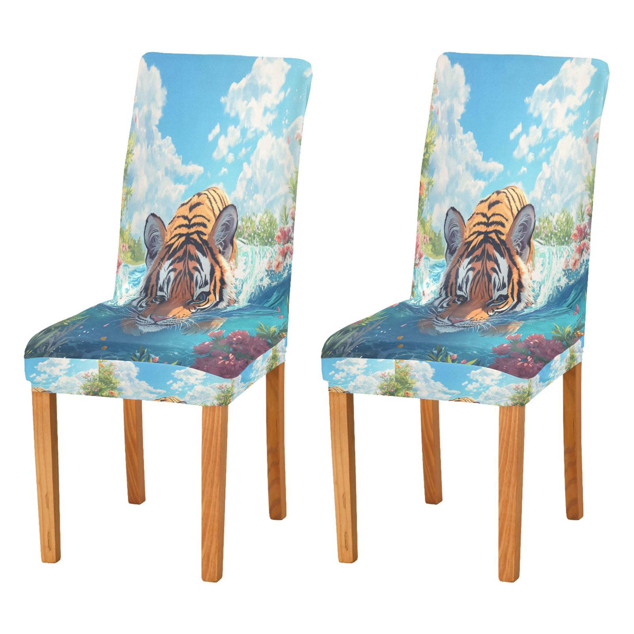 BZSMCE Chairs Slipcovers Dining Chair Covers Tiger’s Graceful Pursuit ...