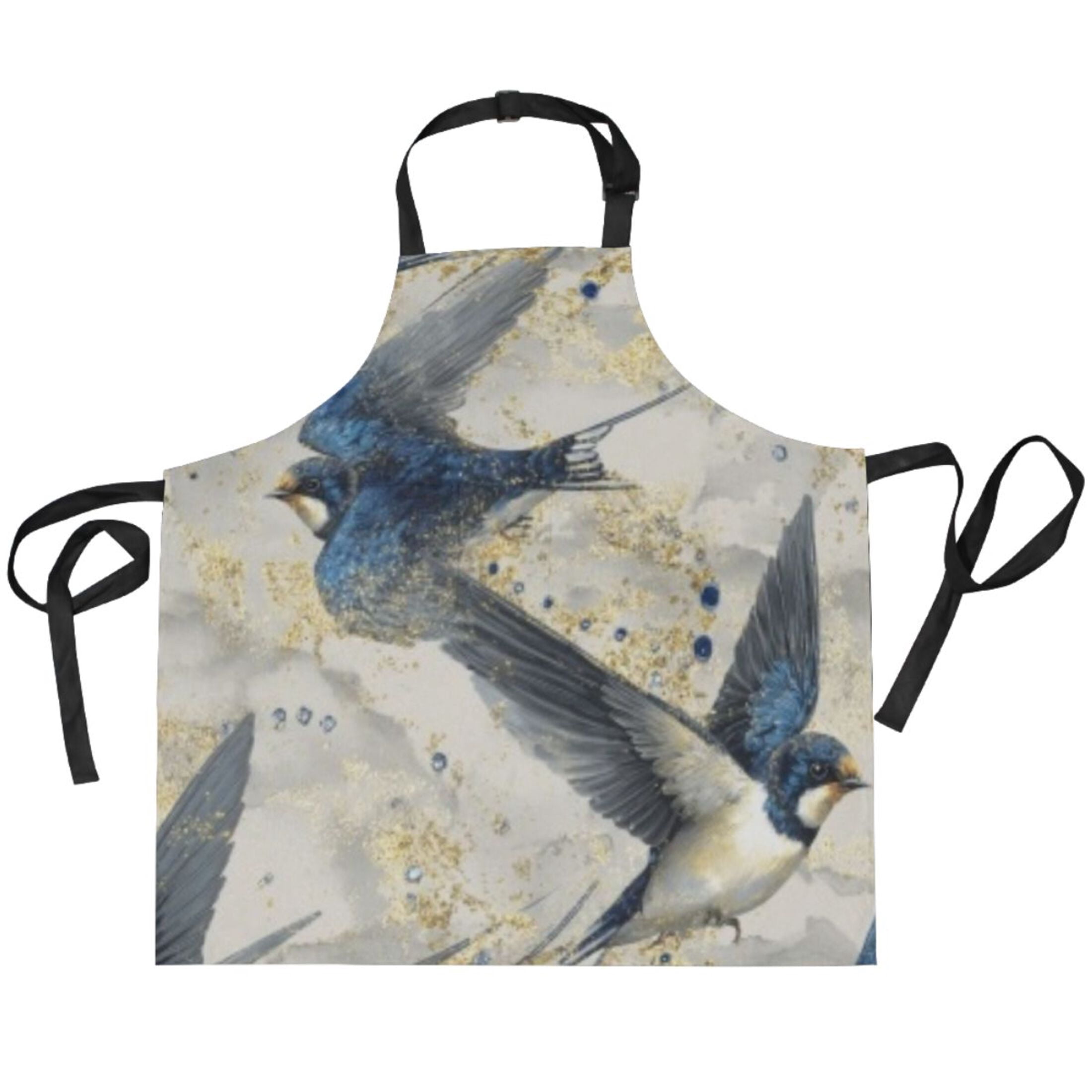 BZSMCE Chef Kitchen Apron 2 Pockets In Azure Swallows Printed - Walmart.com