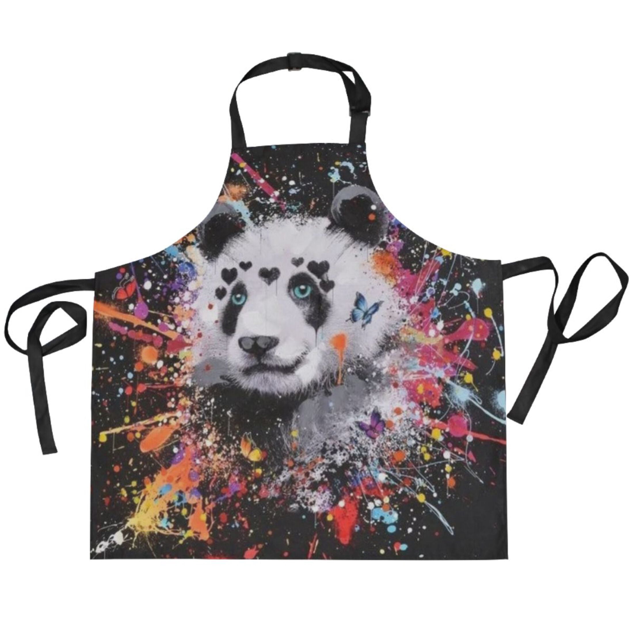 BZSMCE Chef Kitchen Apron 2 Pockets In Colorful Panda Splash Printed ...