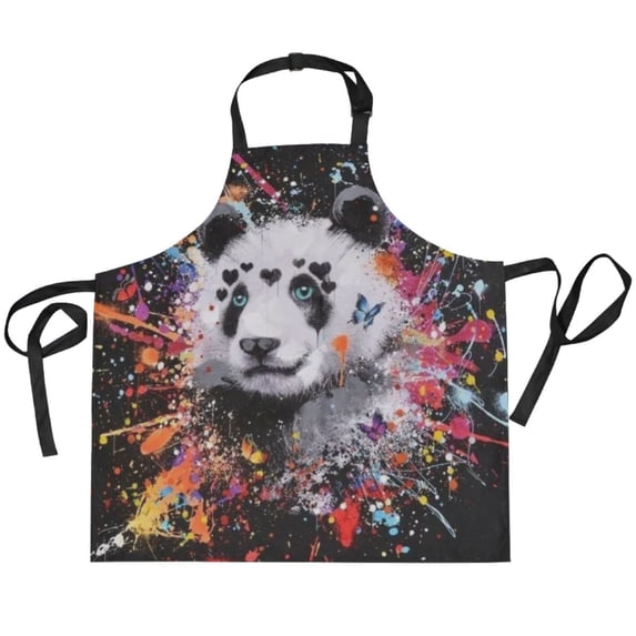 BZSMCE Chef Kitchen Apron 2 Pockets In Colorful Panda Splash Printed ...