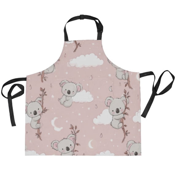 BZSMCE Chef Kitchen Apron 2 Pockets In Koalas and Clouds Pink Printed ...