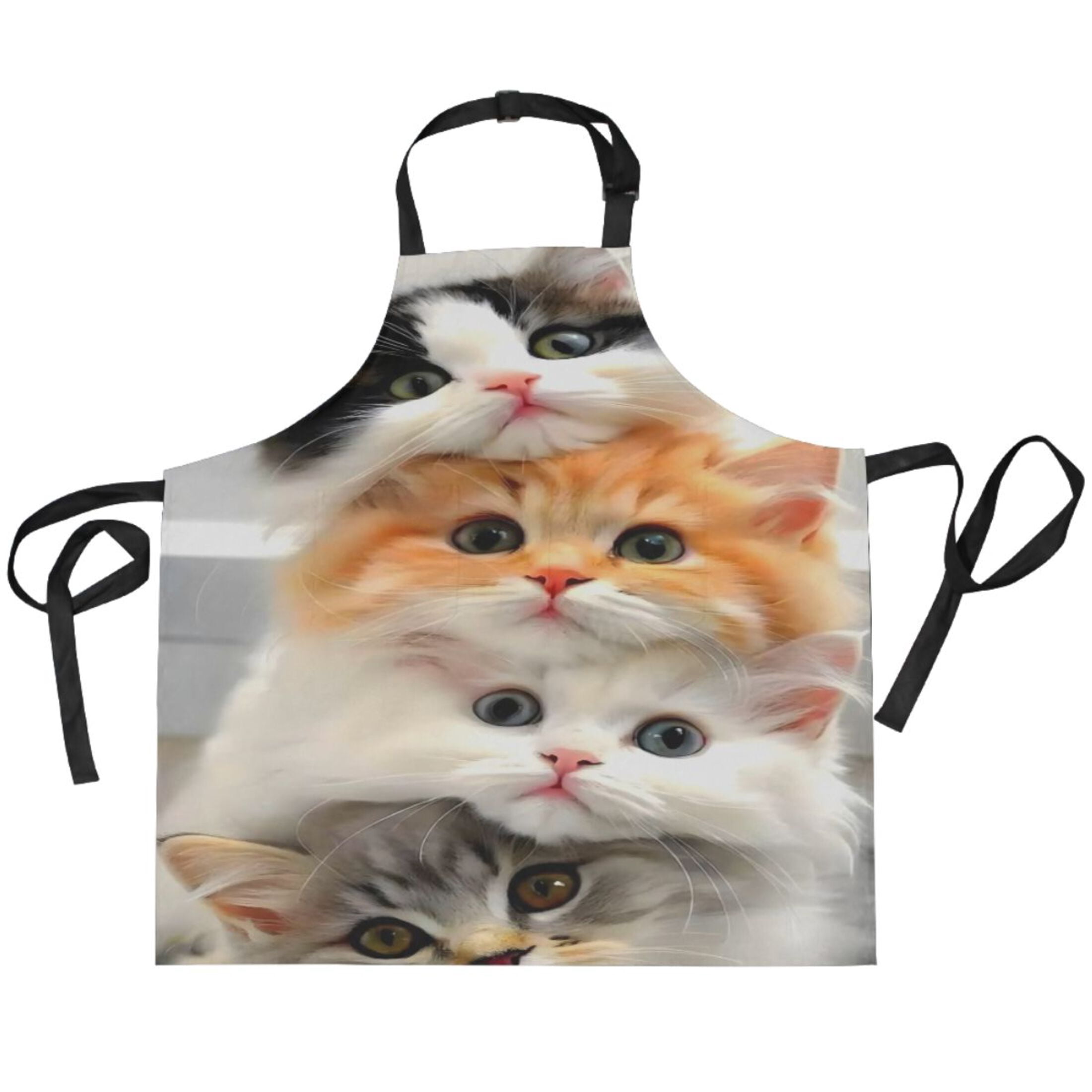 BZSMCE Chef Kitchen Apron 2 Pockets In Red-frame Cat Pile Printed ...