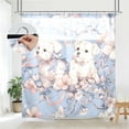 BZSMCE Cherry Blossom Pattern Bathroom Shower Curtain Set with Hooks ...