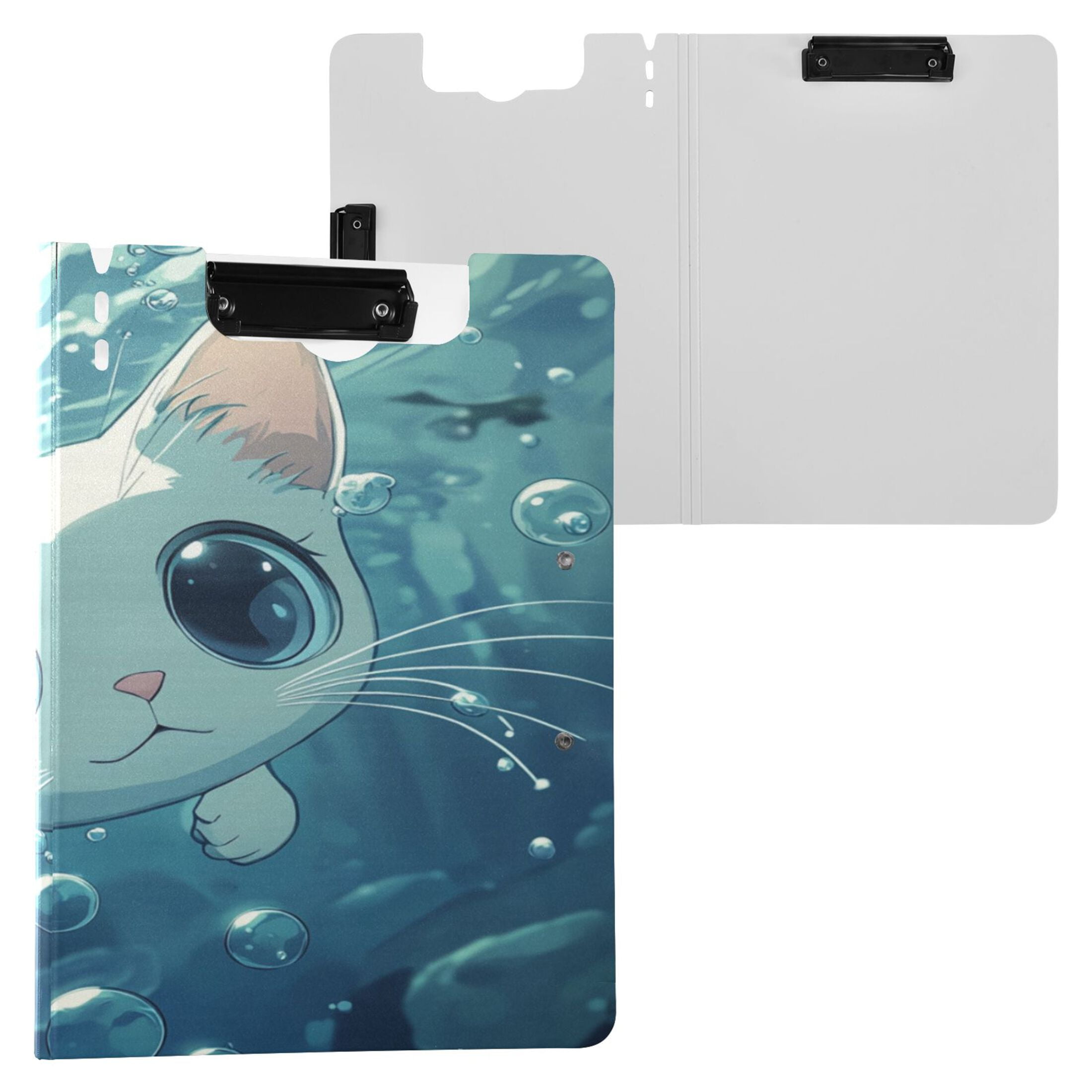 BZSMCE Clipboard Folder A4 Foldable Clipboards With Bubbly White Kitten Adventure Printed ...