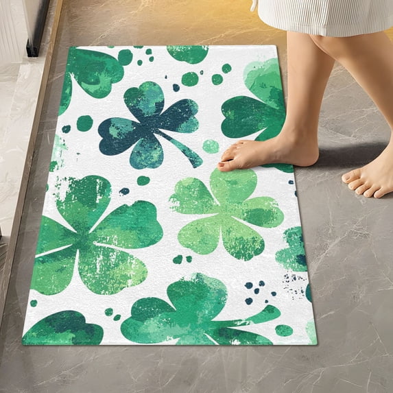 BZSMCE Clover Green Tile Pattern Pattern 2-Piece Non-Slip Absorbent ...
