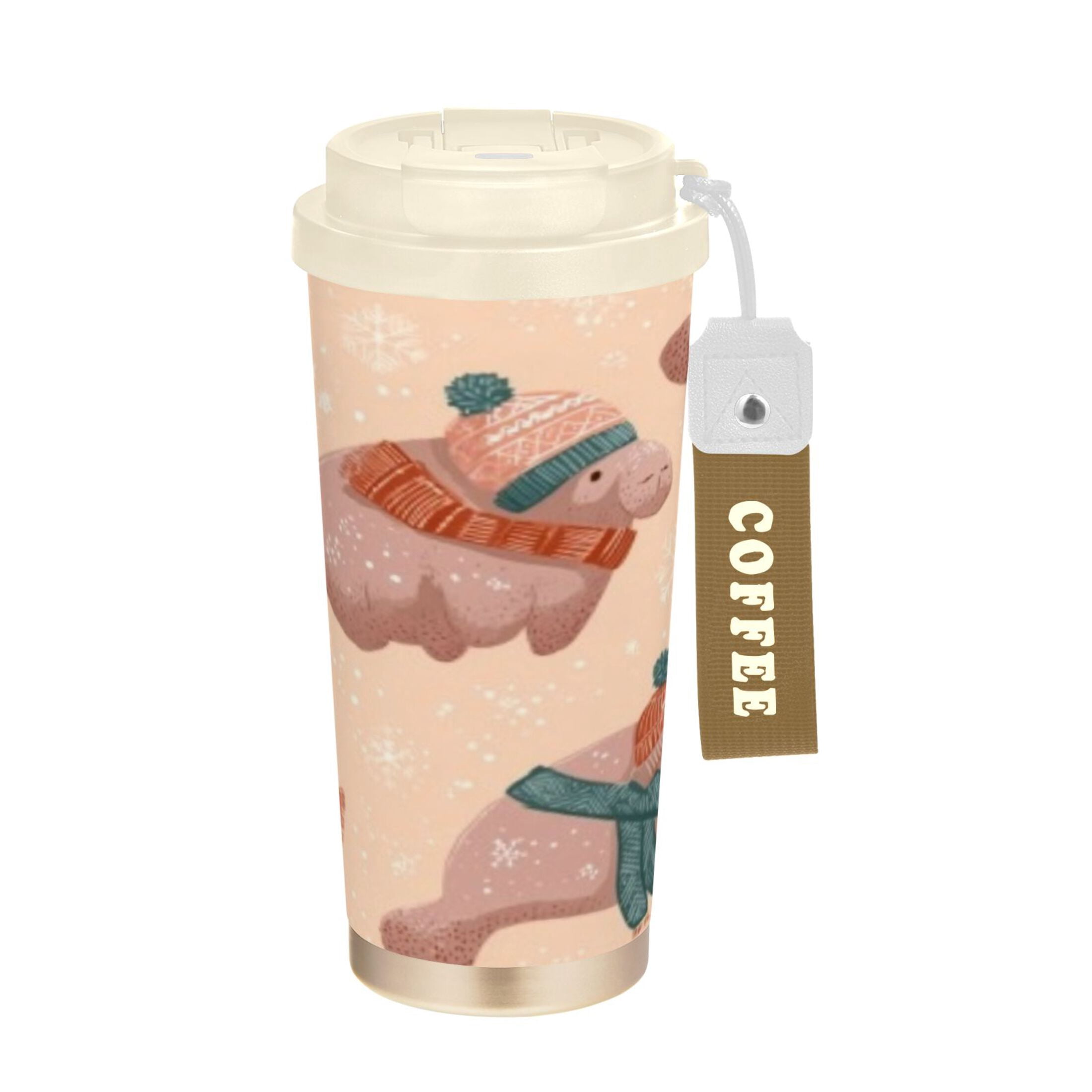 BZSMCE Coffe Bottles Stainless Steel Water Bottle in Peach Cozy Mammoth ...