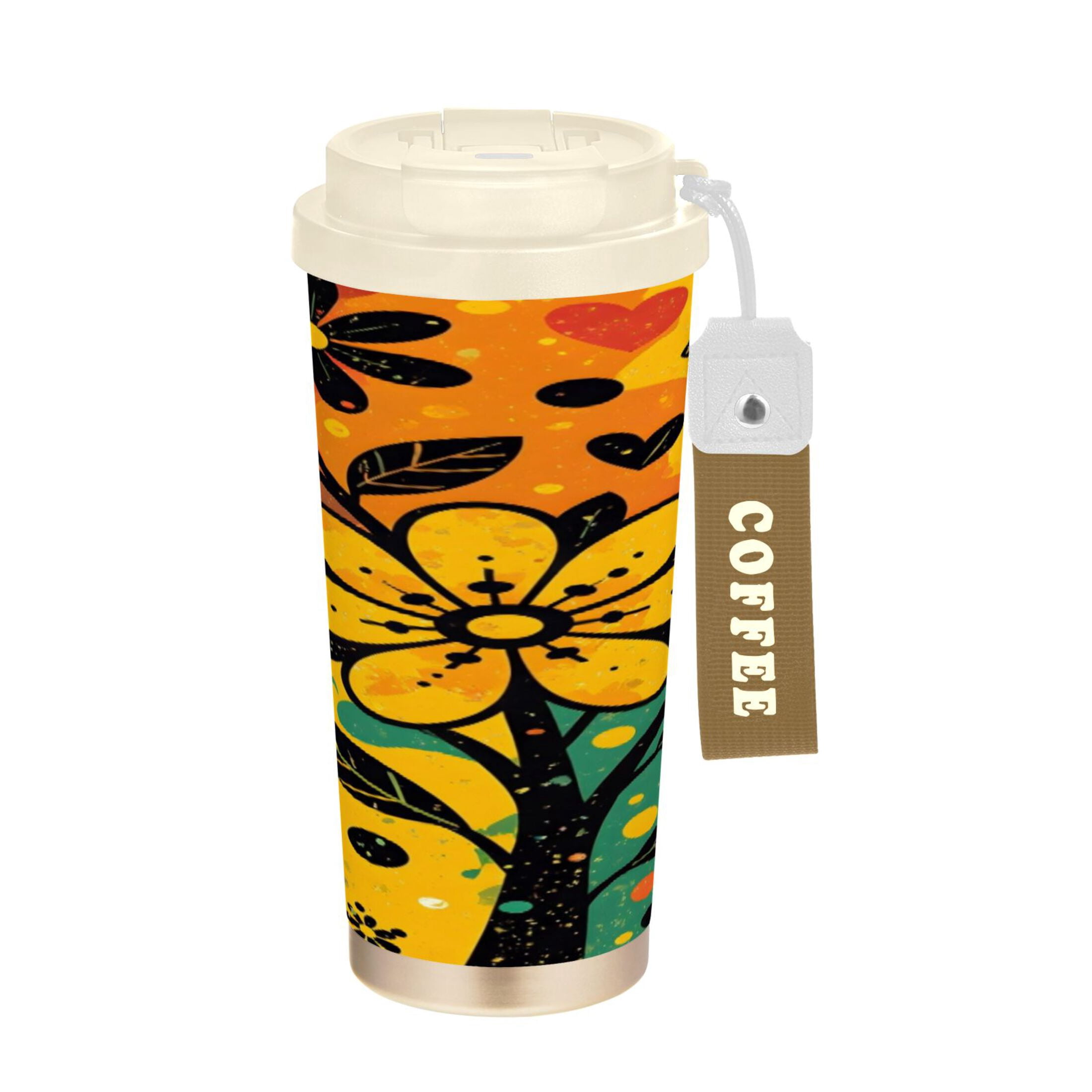 BZSMCE Coffe Bottles Stainless Steel Water Bottle in Sunny Floral Tree ...