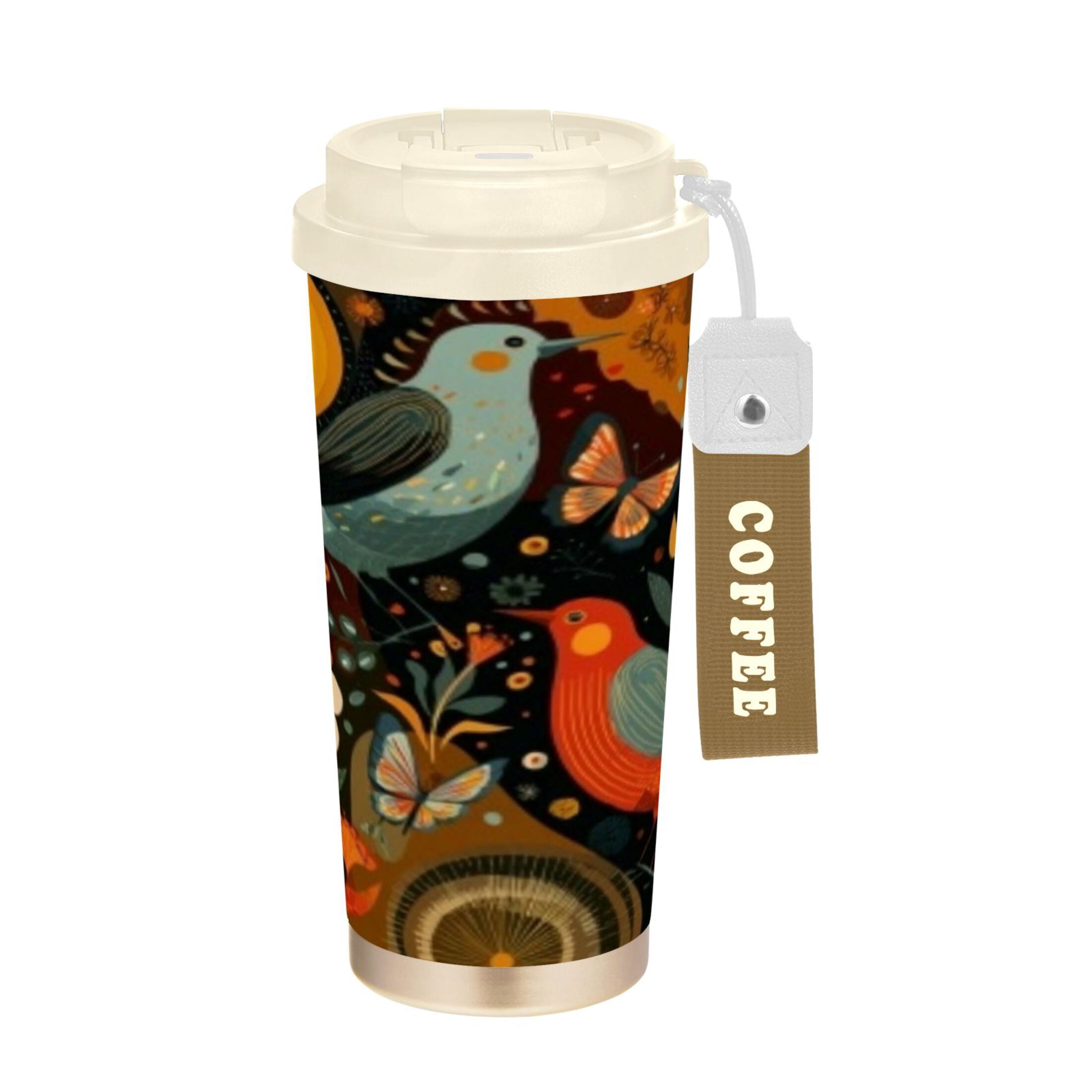 BZSMCE Coffe Bottles Stainless Steel Water Bottle in Vibrant Bird ...
