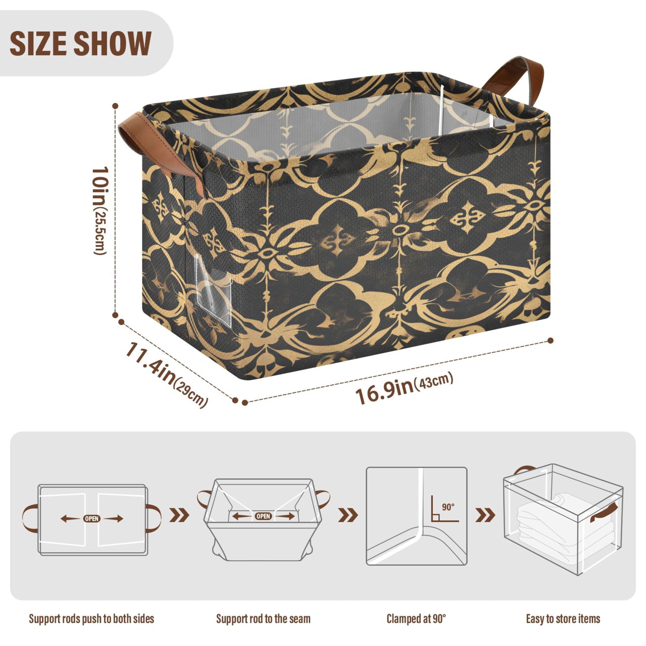 BZSMCE Collapsible Fabric Cube Storage Bins Bohemia Design Flower ...