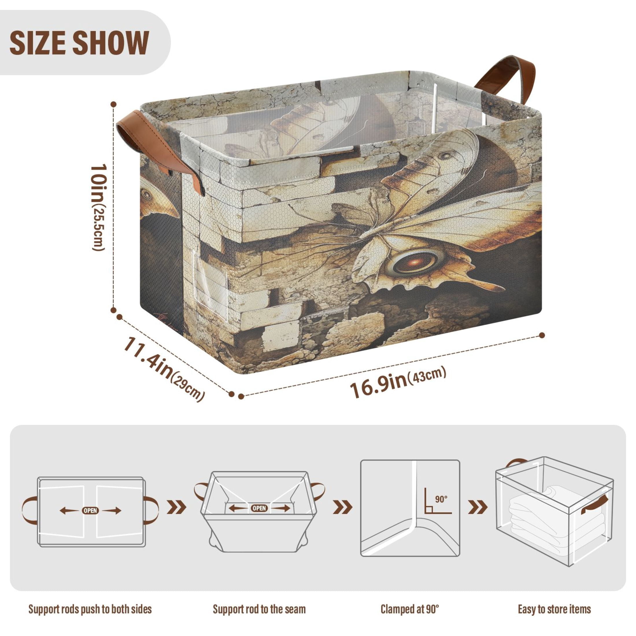 BZSMCE Collapsible Fabric Cube Storage Bins Butterfly on The Wall ...