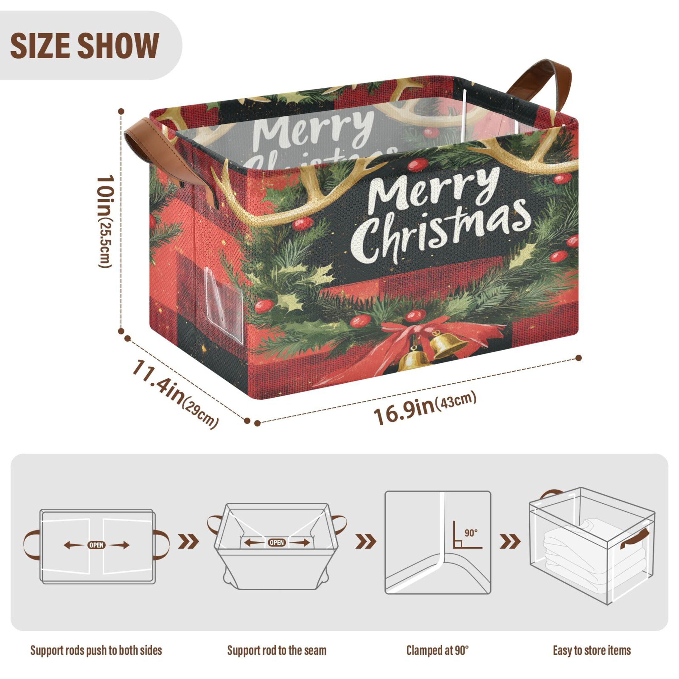 BZSMCE Collapsible Fabric Cube Storage Bins Classical Caribou Horn ...