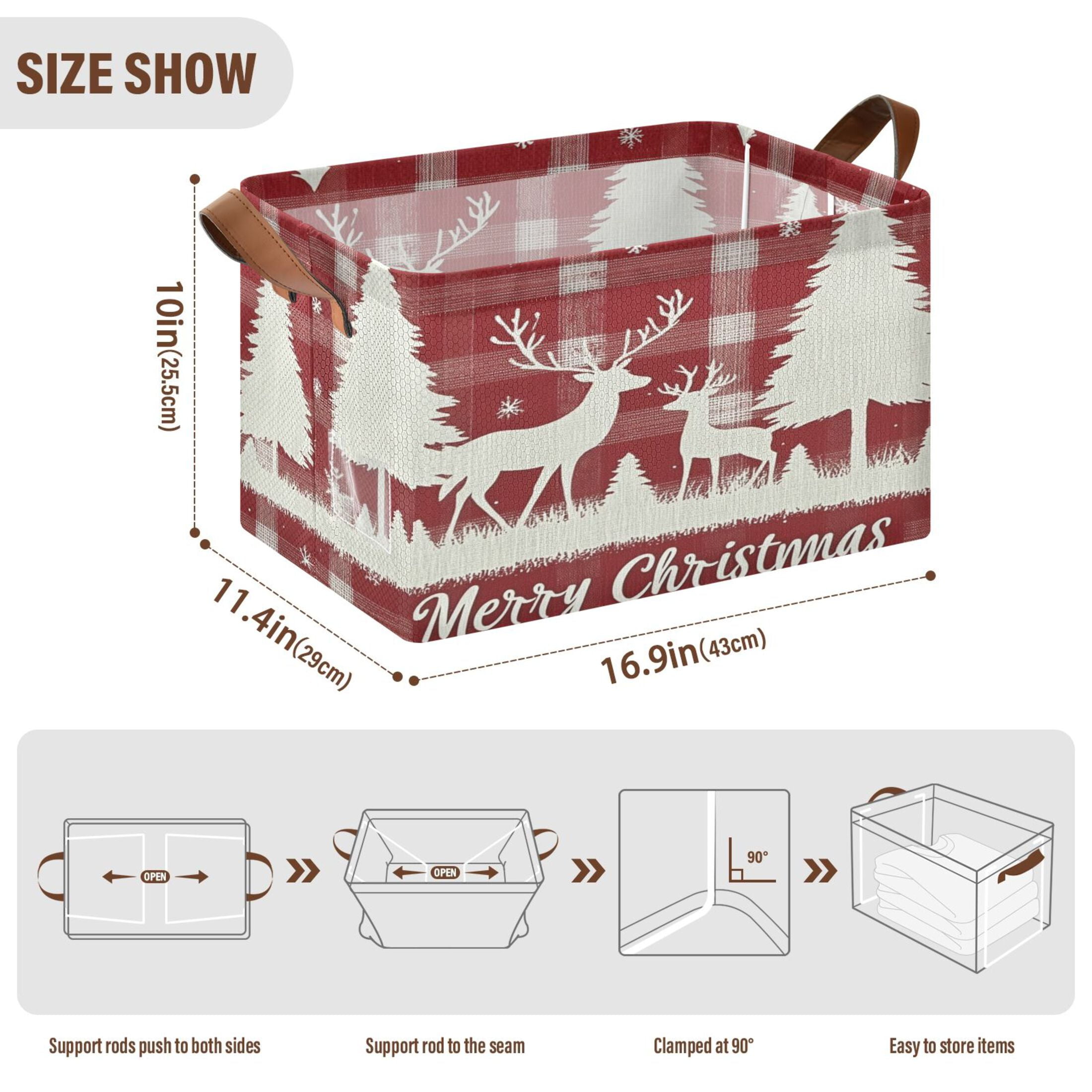 BZSMCE Collapsible Fabric Cube Storage Bins Classical Plaid Pattern ...