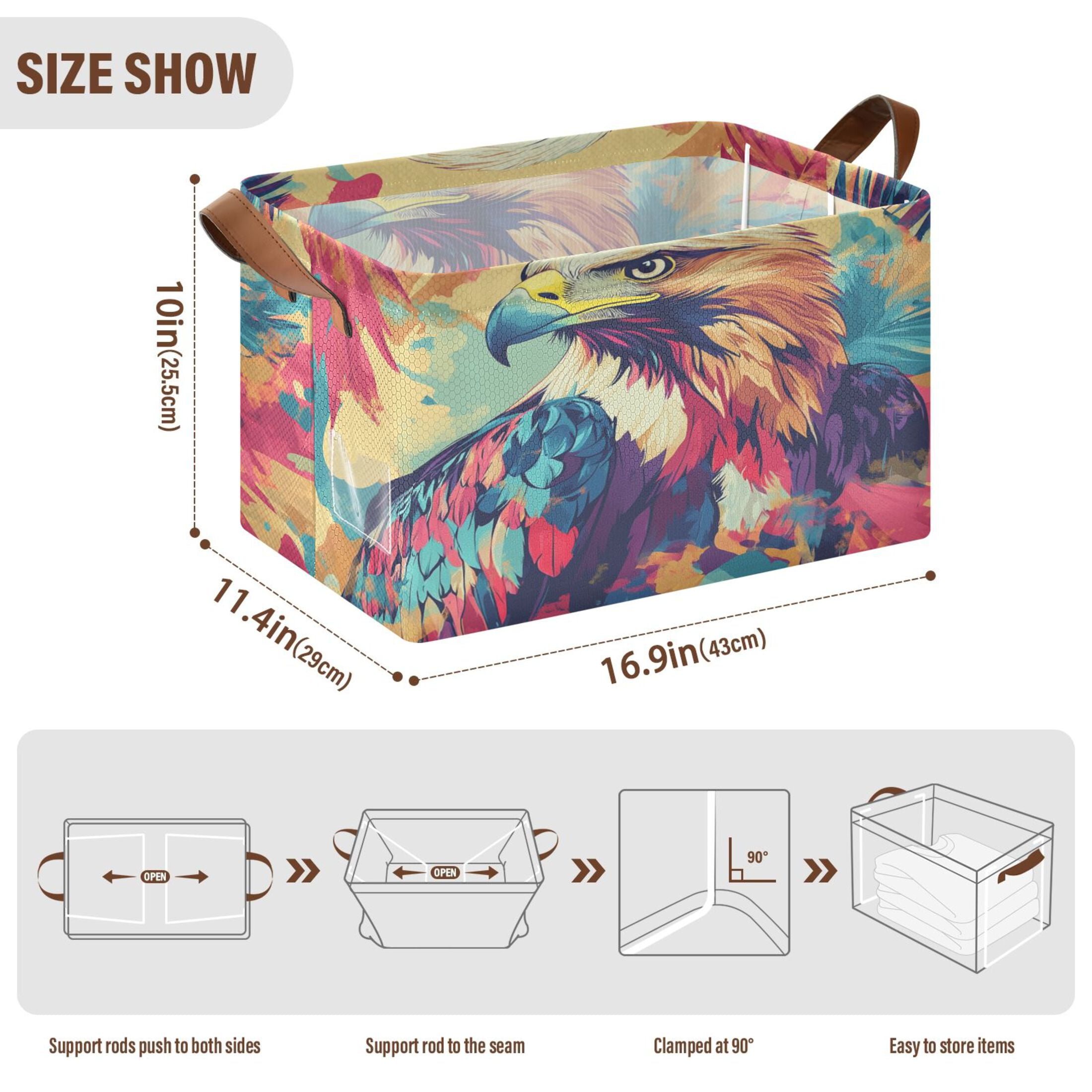 BZSMCE Collapsible Fabric Cube Storage Bins Colorful Bird Plainting ...