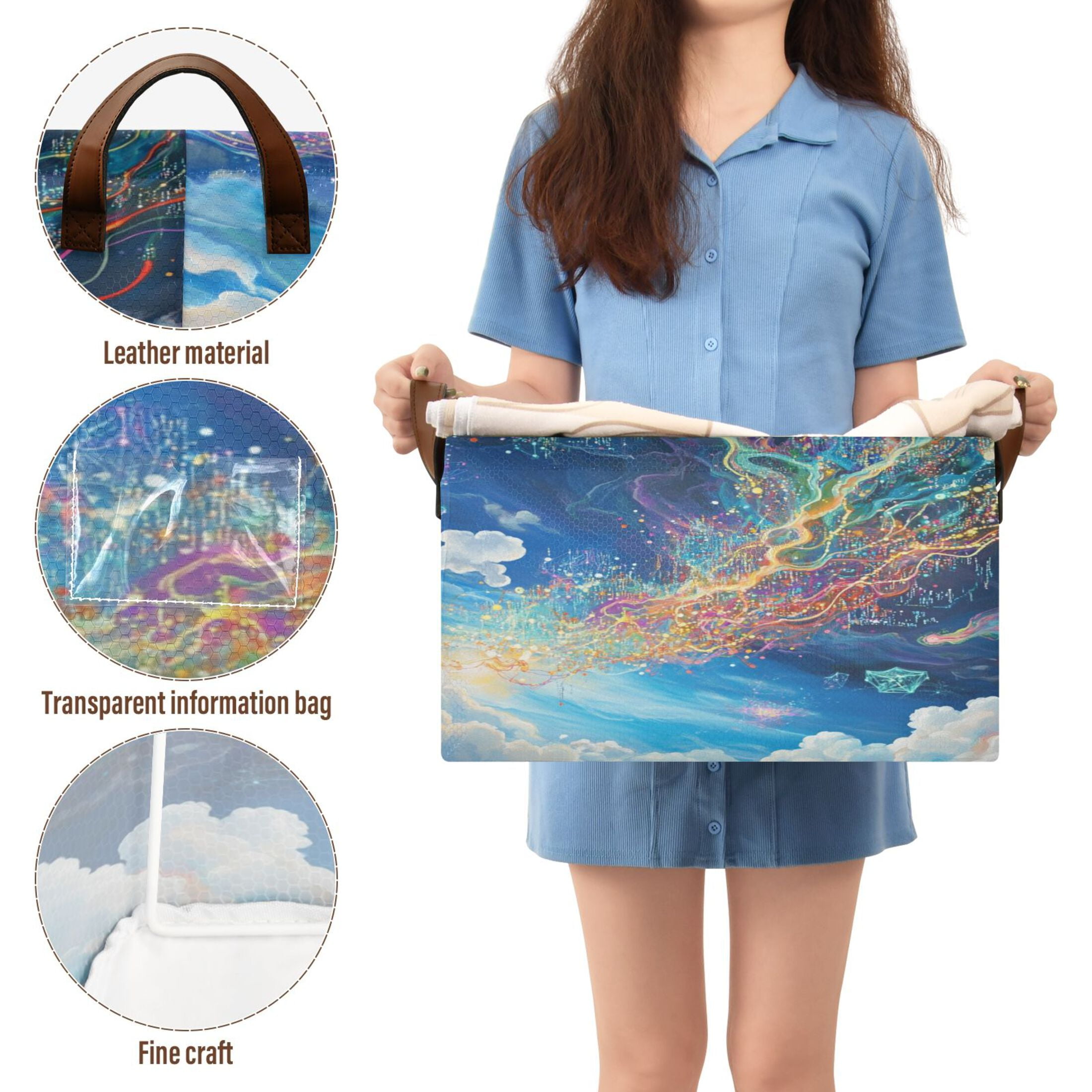 BZSMCE Collapsible Fabric Cube Storage Bins Colorfull Sky Design ...