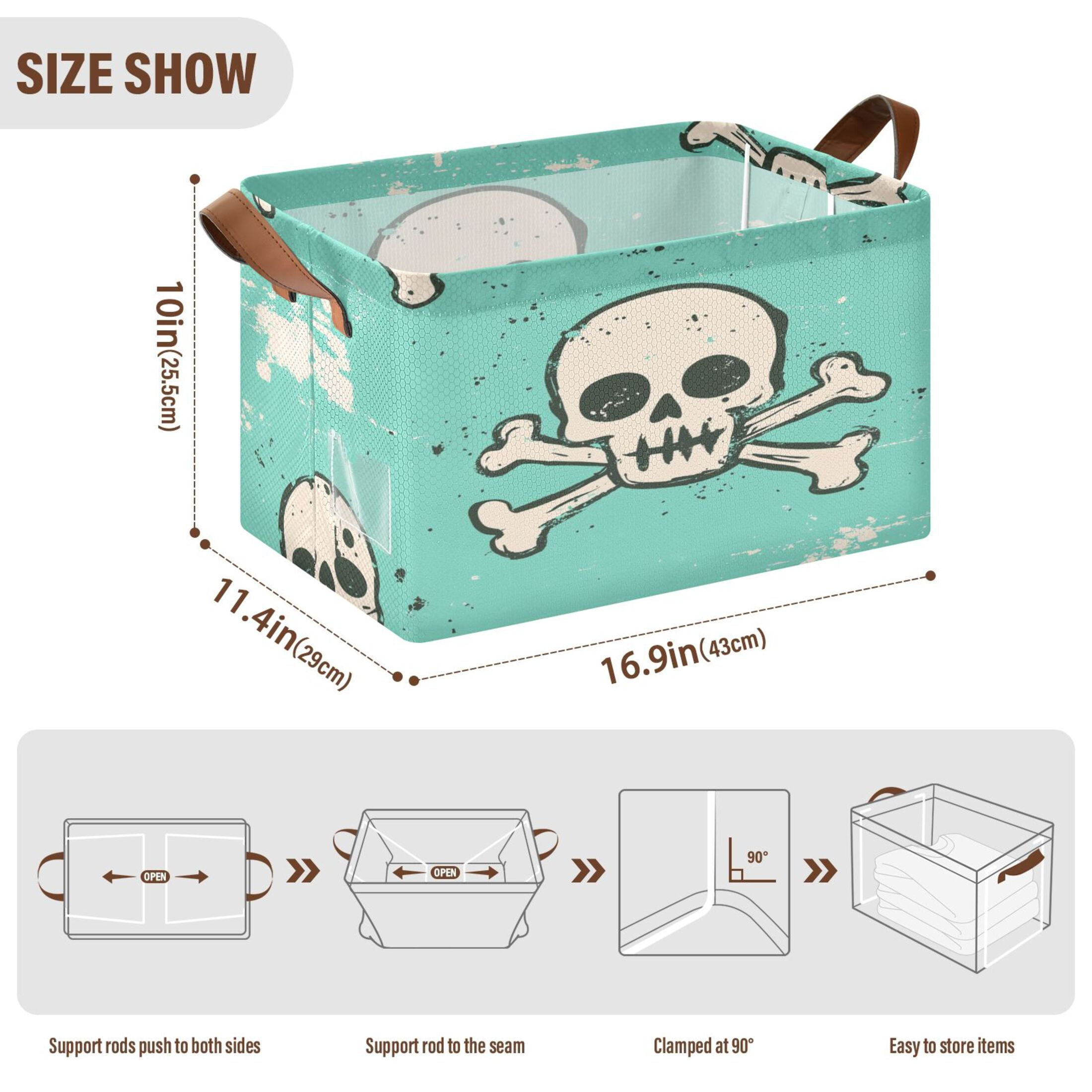 BZSMCE Collapsible Fabric Cube Storage Bins Cute Cool Pattern Design ...