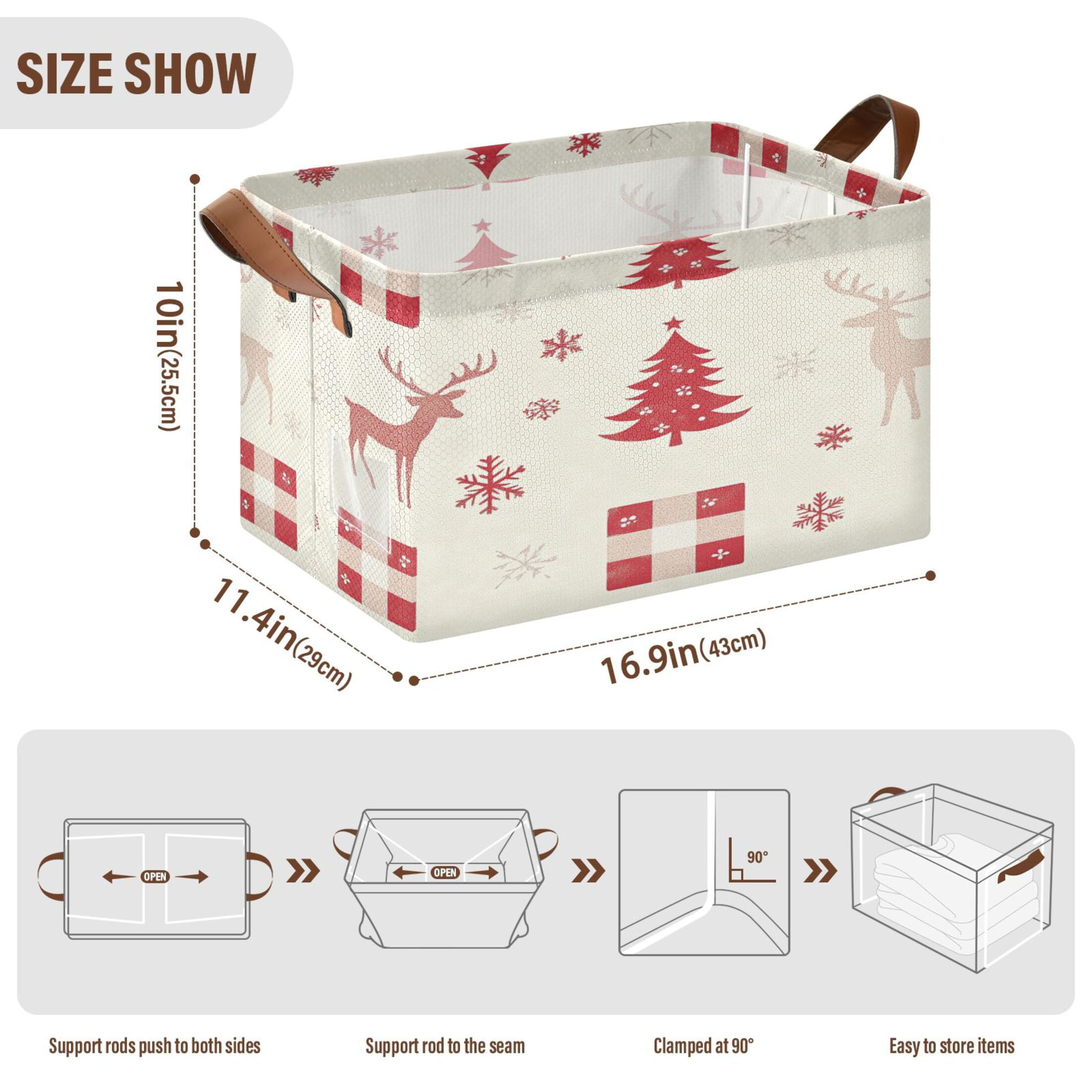 BZSMCE Collapsible Fabric Cube Storage Bins Deer Print Design Pattern ...