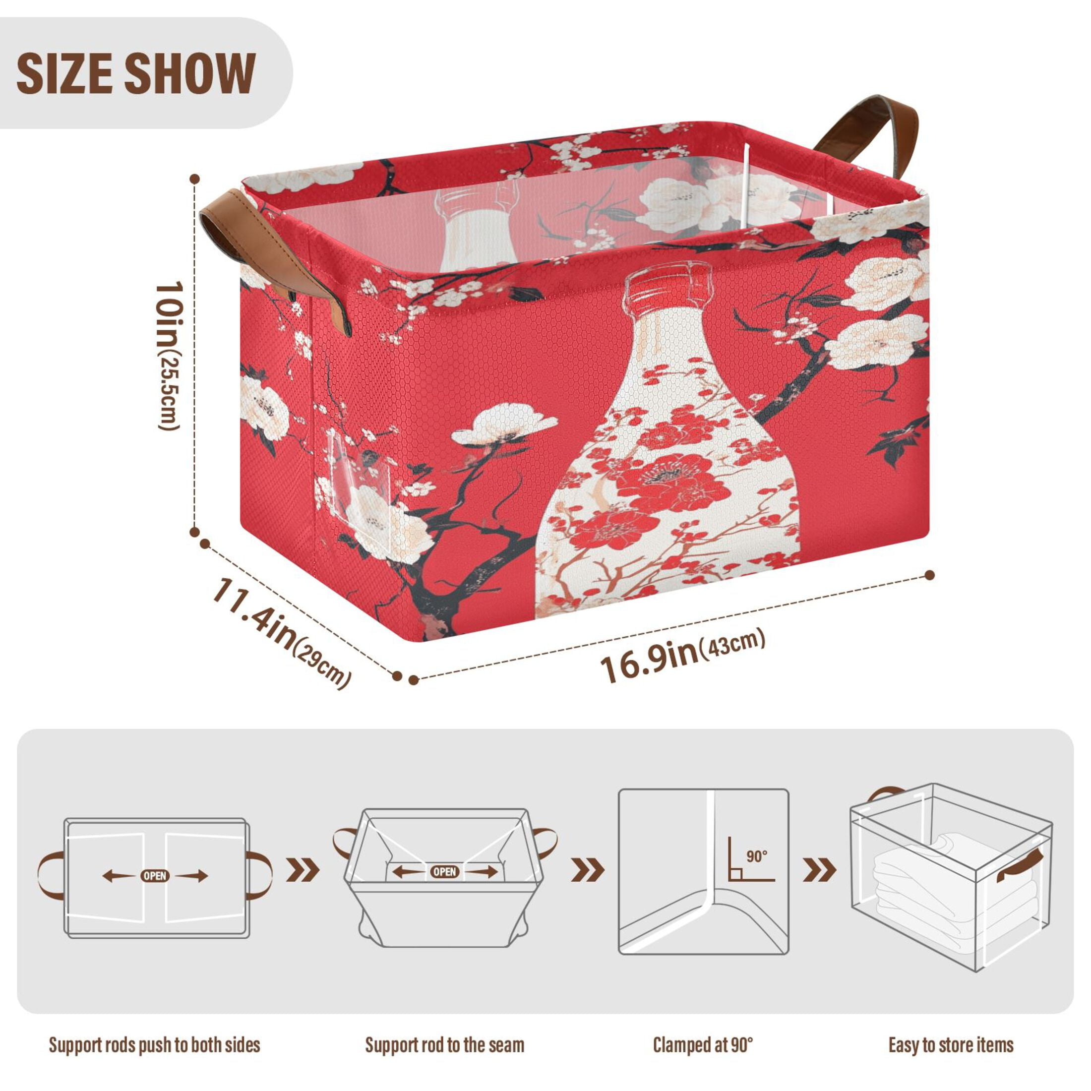 BZSMCE Collapsible Fabric Cube Storage Bins Design Bottle Pattern ...