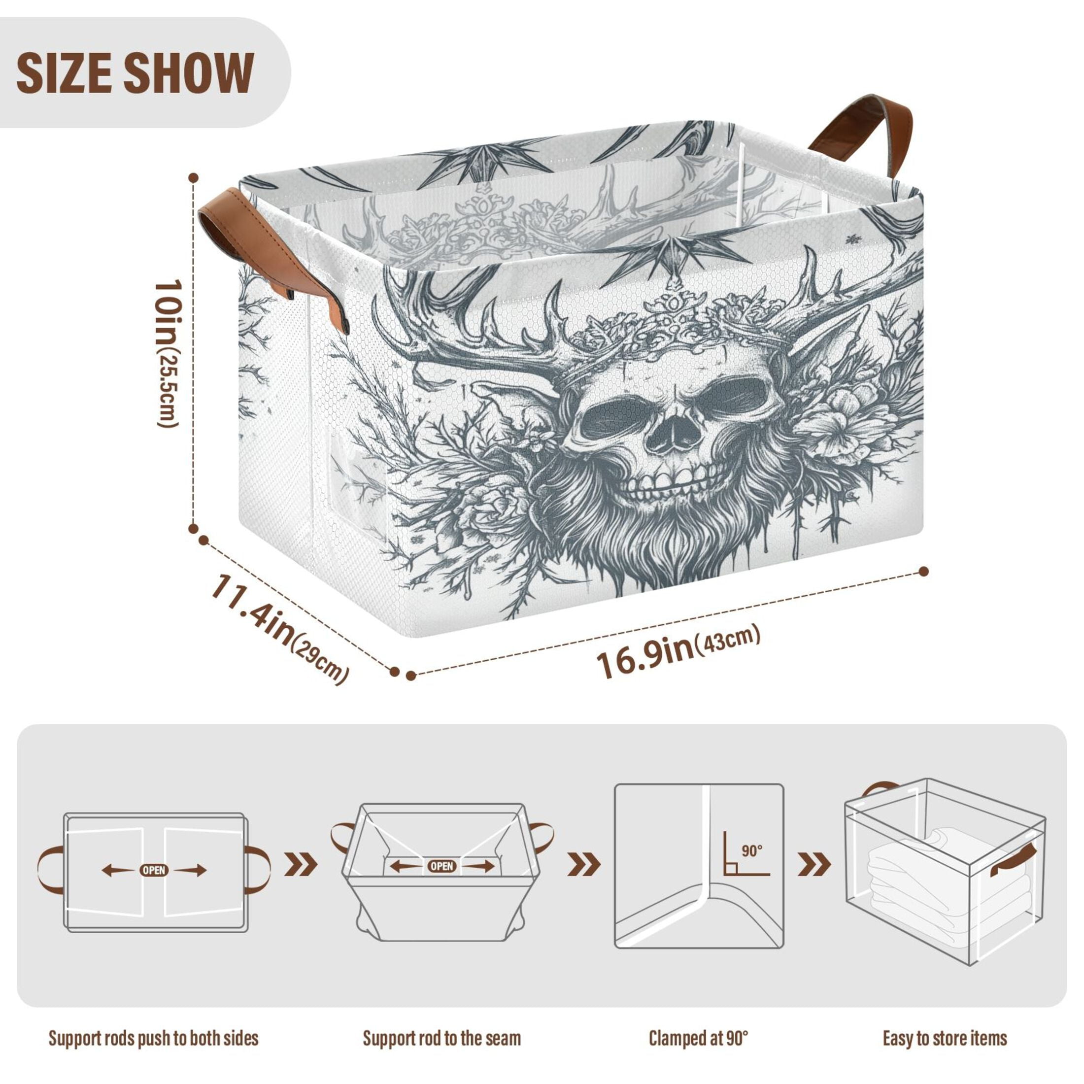 BZSMCE Collapsible Fabric Cube Storage Bins Design Caribou Horn ...