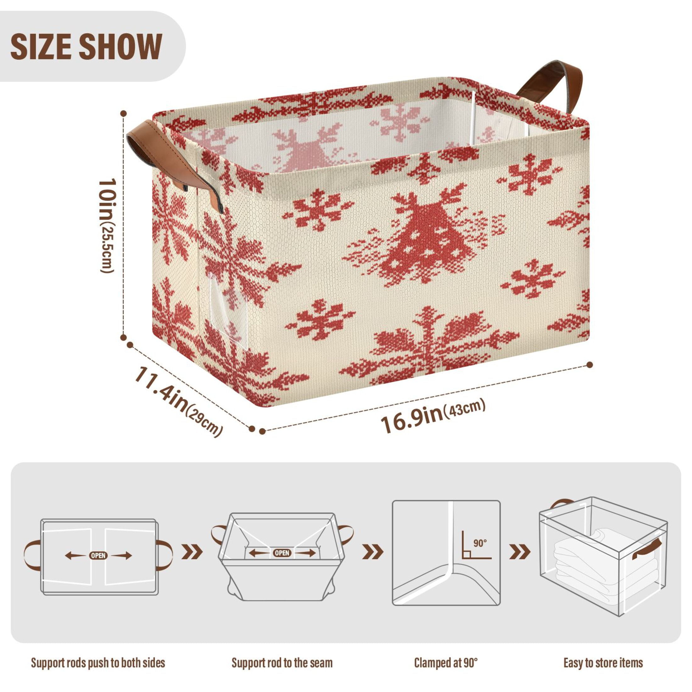 BZSMCE Collapsible Fabric Cube Storage Bins Design Flake Design Pattern ...