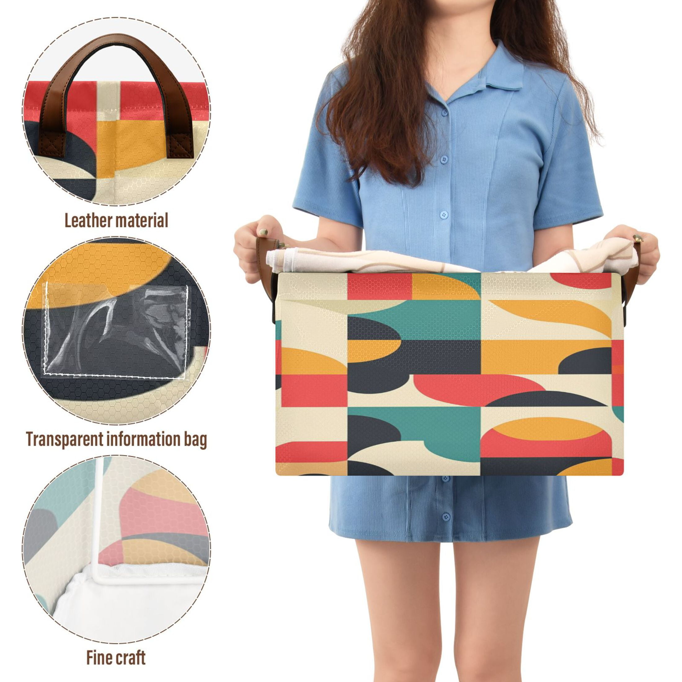 BZSMCE Collapsible Fabric Cube Storage Bins Design Regular Art Pattern ...