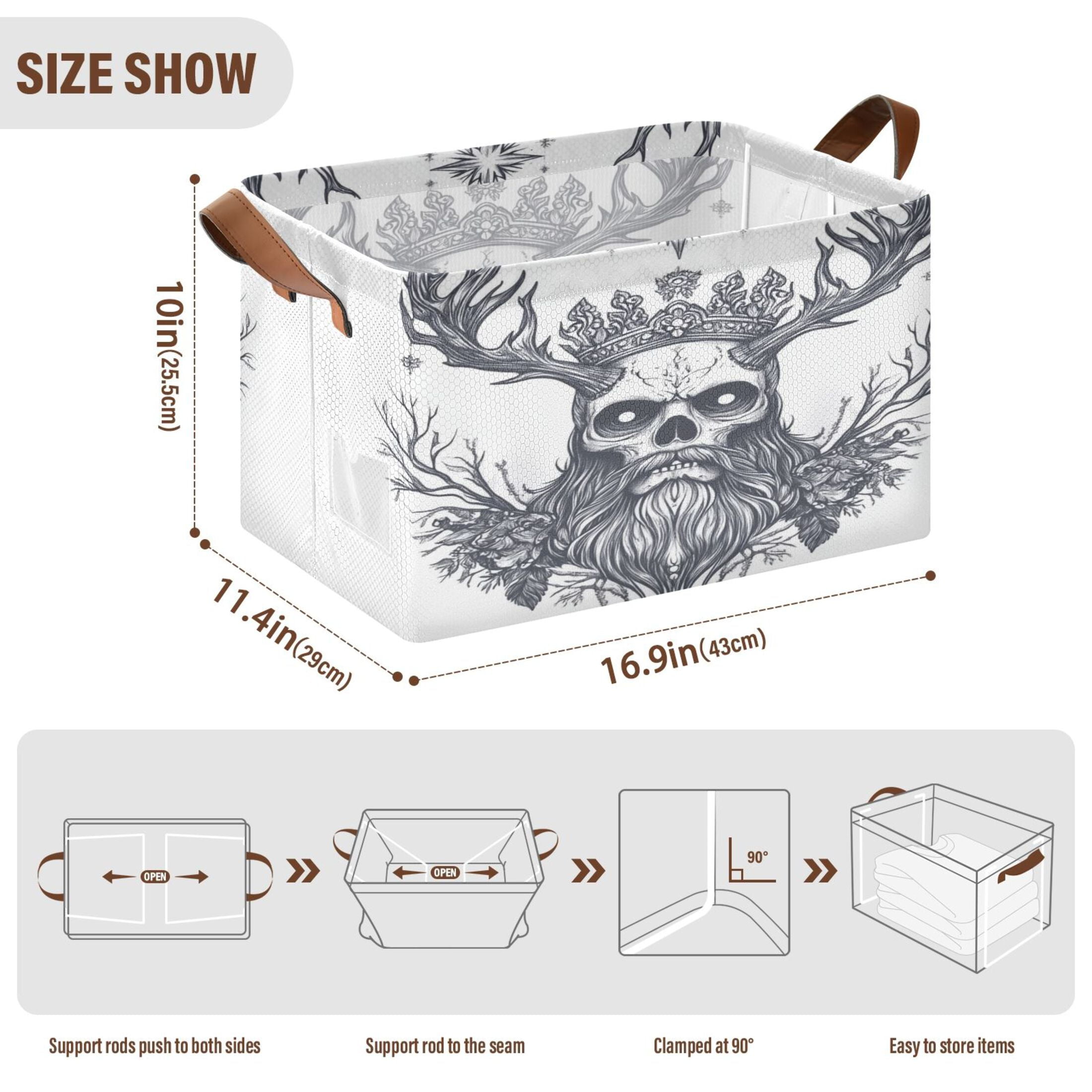 BZSMCE Collapsible Fabric Cube Storage Bins Design Skeleton Pattern ...