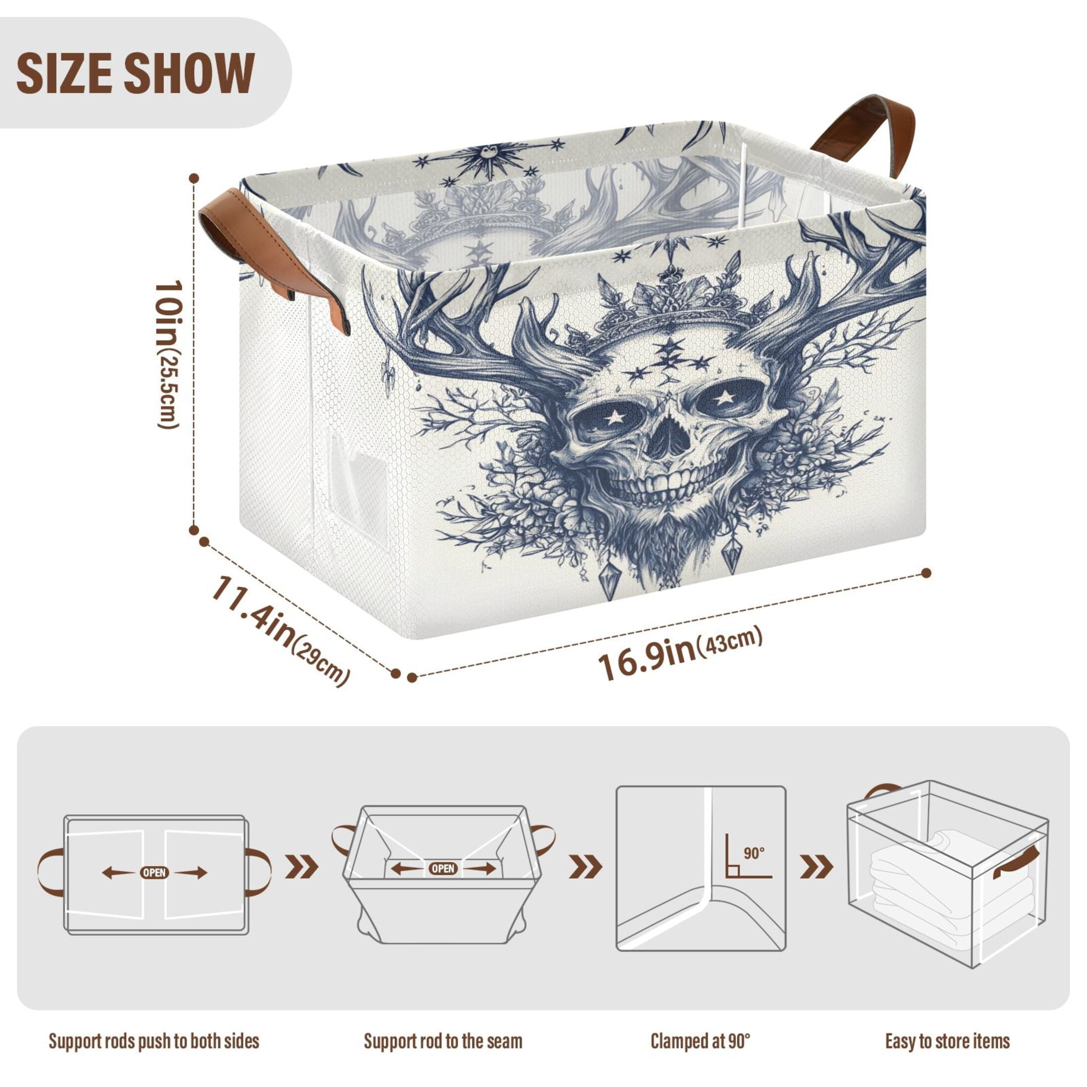 BZSMCE Collapsible Fabric Cube Storage Bins Design Skeleton Pattern ...