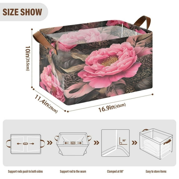 BZSMCE Collapsible Fabric Cube Storage Bins Forals Bloom Painting ...