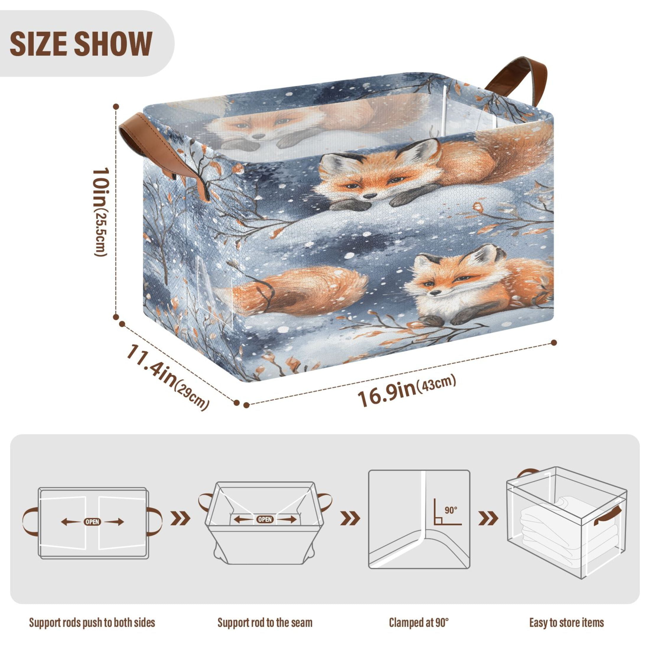 BZSMCE Collapsible Fabric Cube Storage Bins Fox Pattern Design Pattern ...