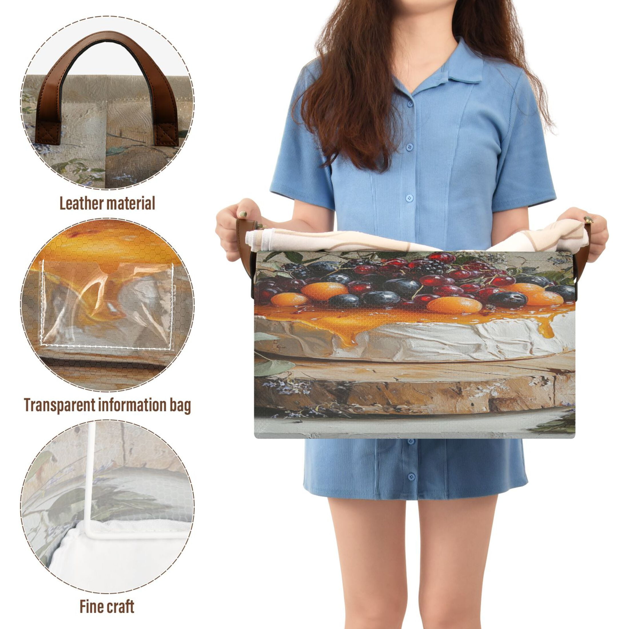 BZSMCE Collapsible Fabric Cube Storage Bins Fruit Cake Design Pattern ...