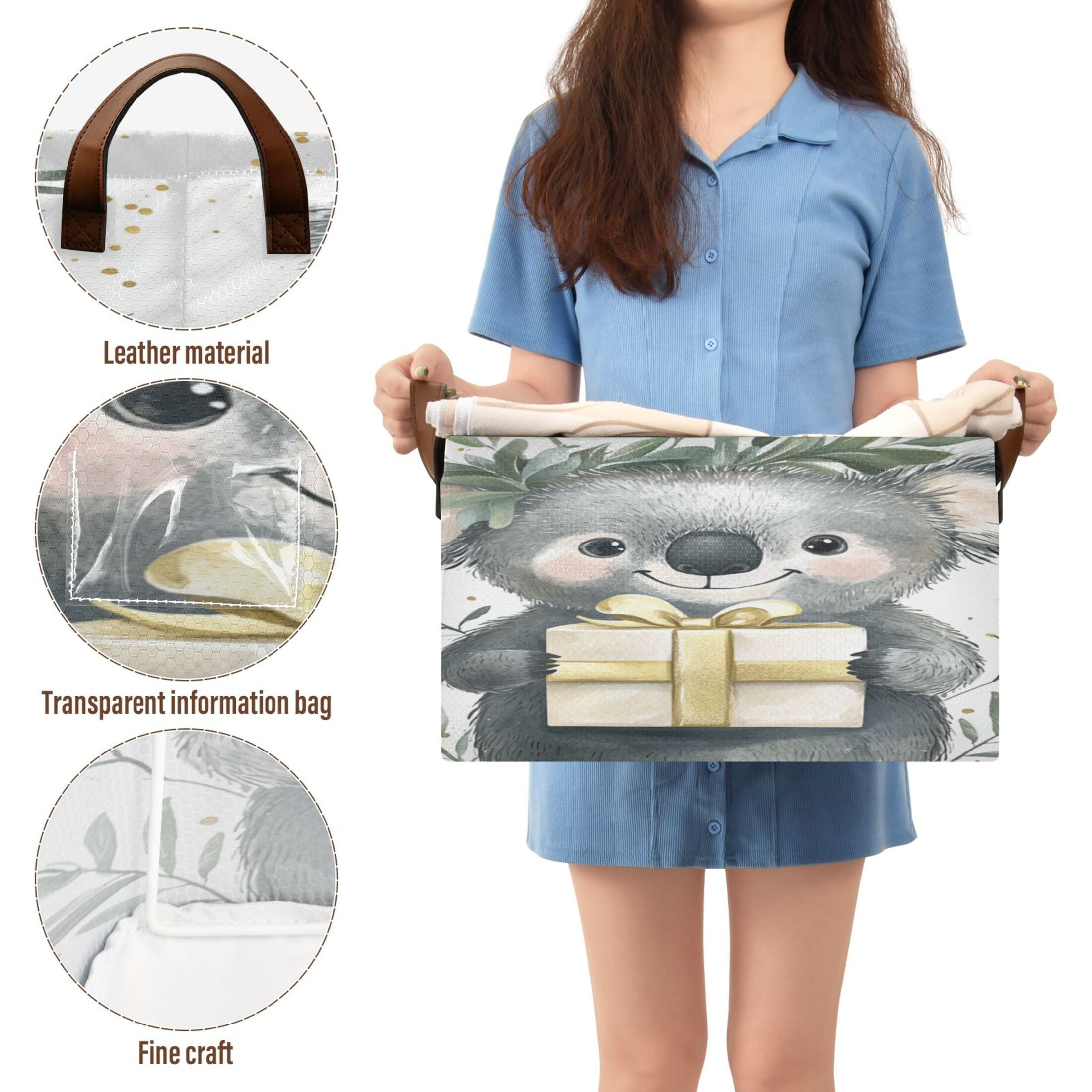 BZSMCE Collapsible Fabric Cube Storage Bins Gift Koala Design Pattern ...