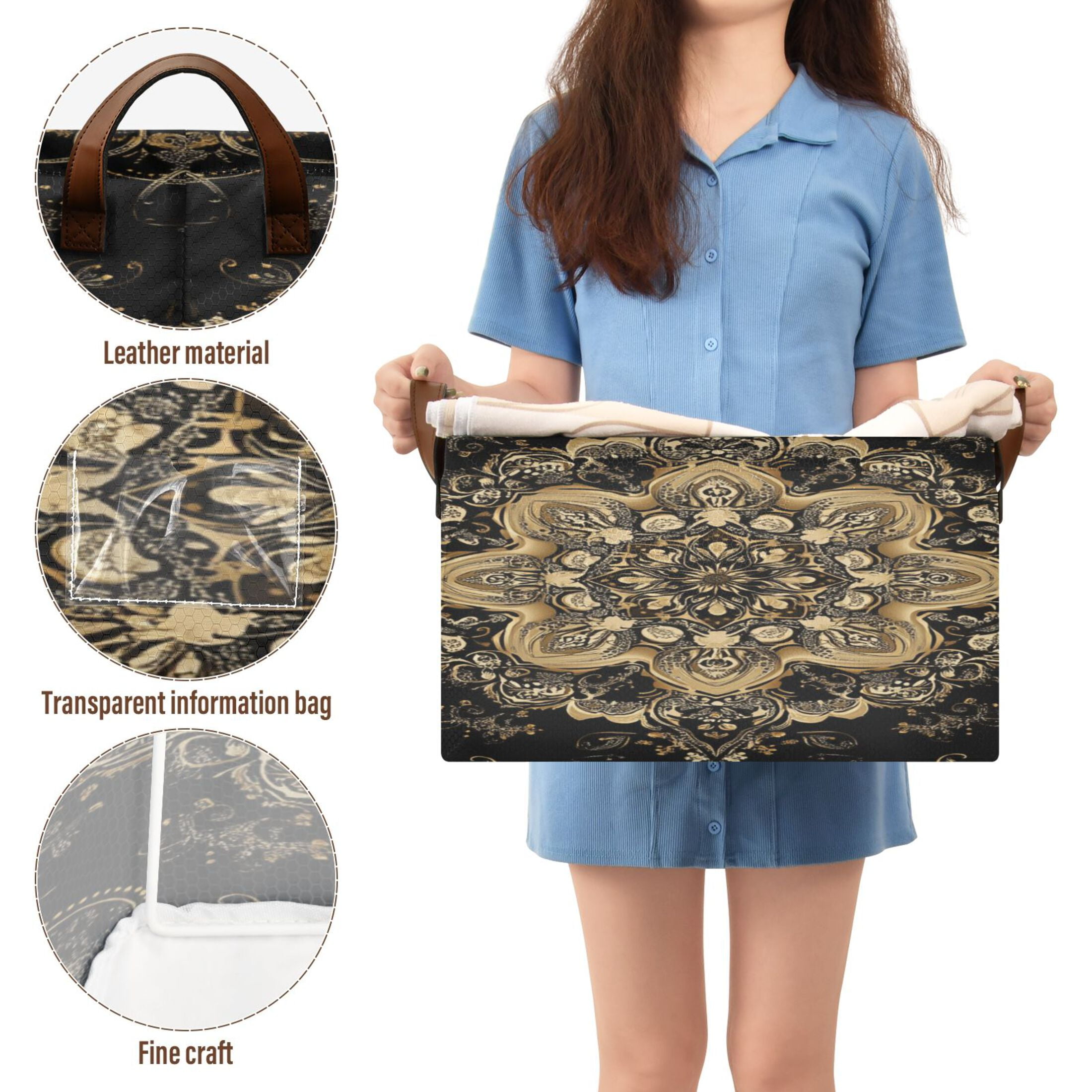 BZSMCE Collapsible Fabric Cube Storage Bins Gold Blossom Fashion ...