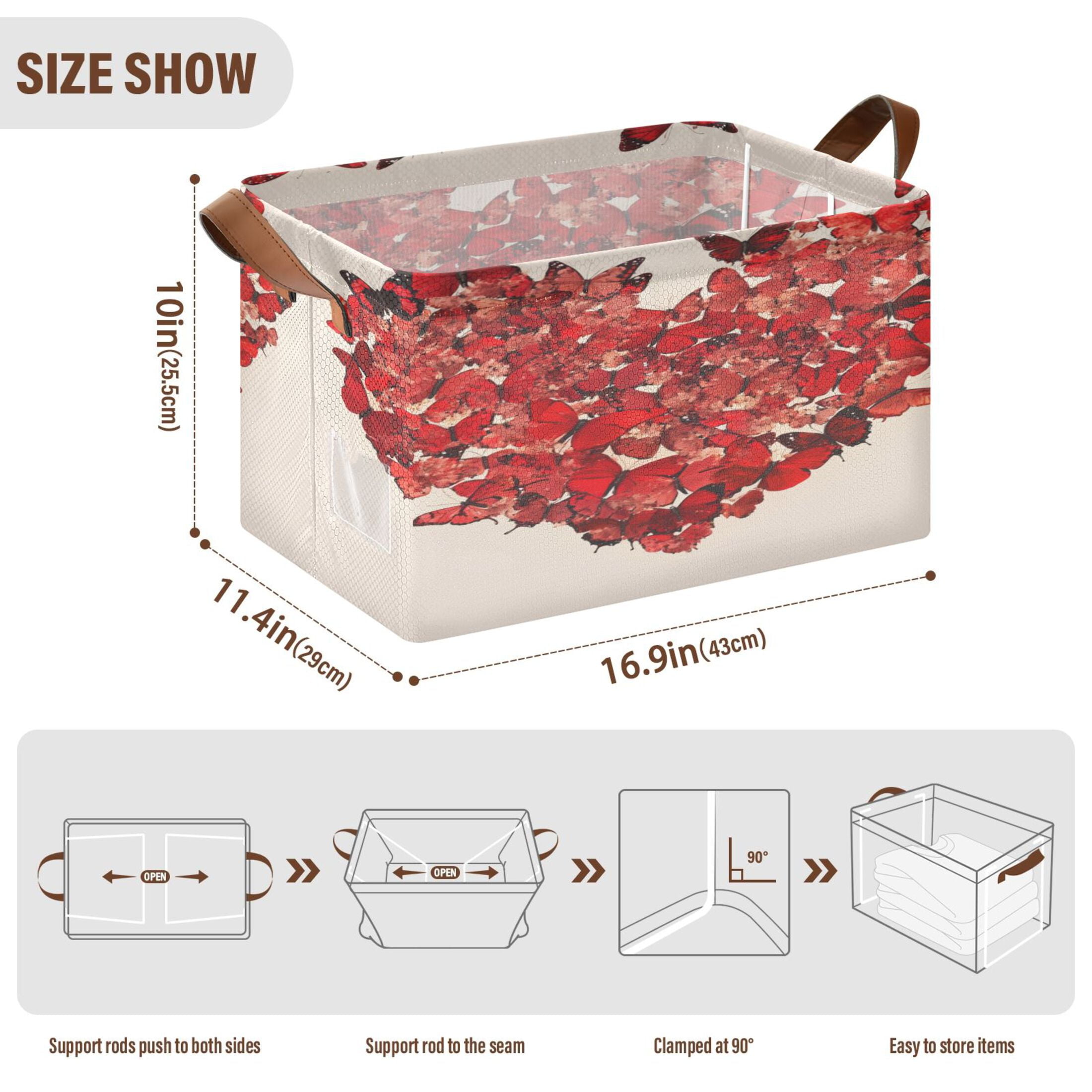 BZSMCE Collapsible Fabric Cube Storage Bins Heart Shaped Composition ...