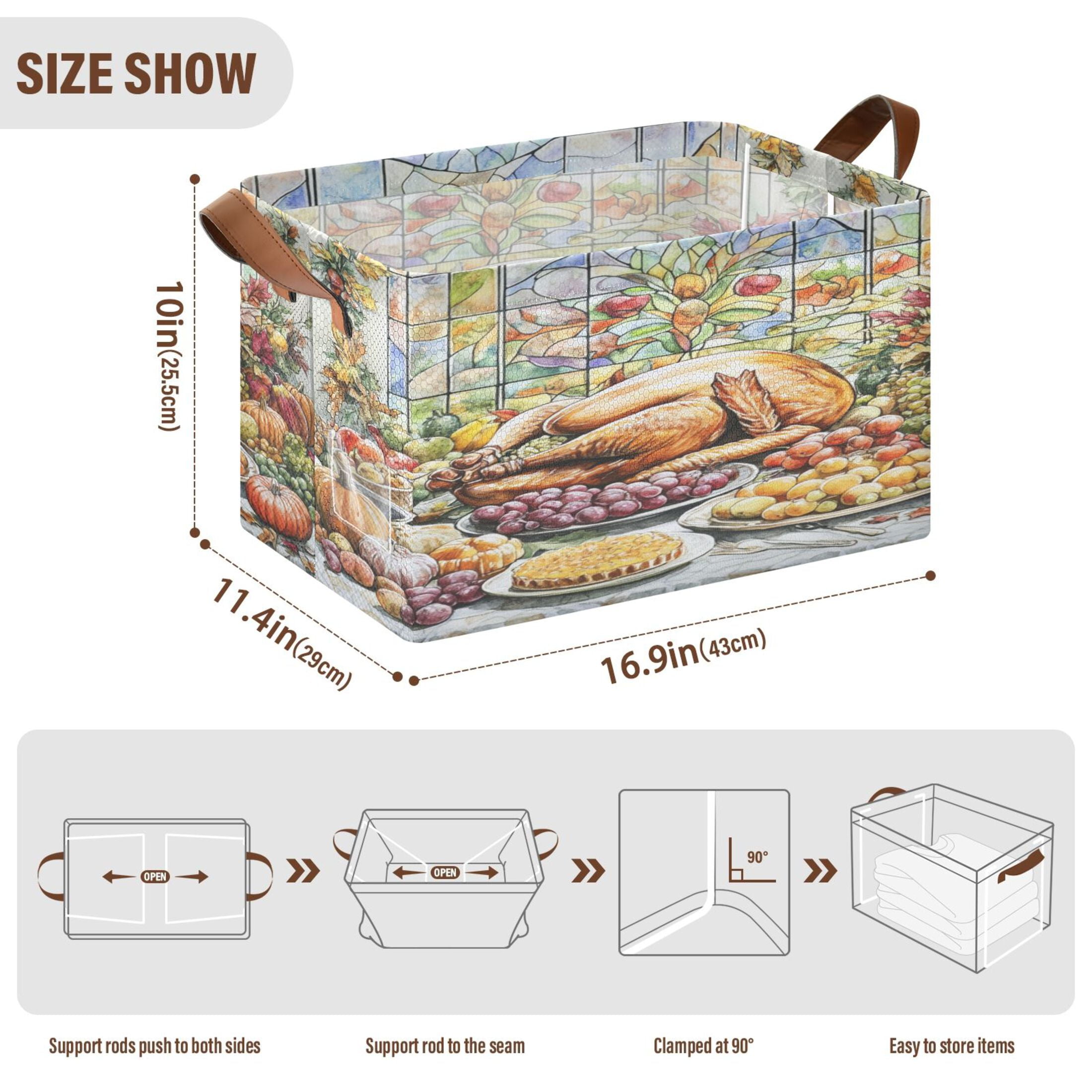 BZSMCE Collapsible Fabric Cube Storage Bins Hearty Dinner Plainting ...